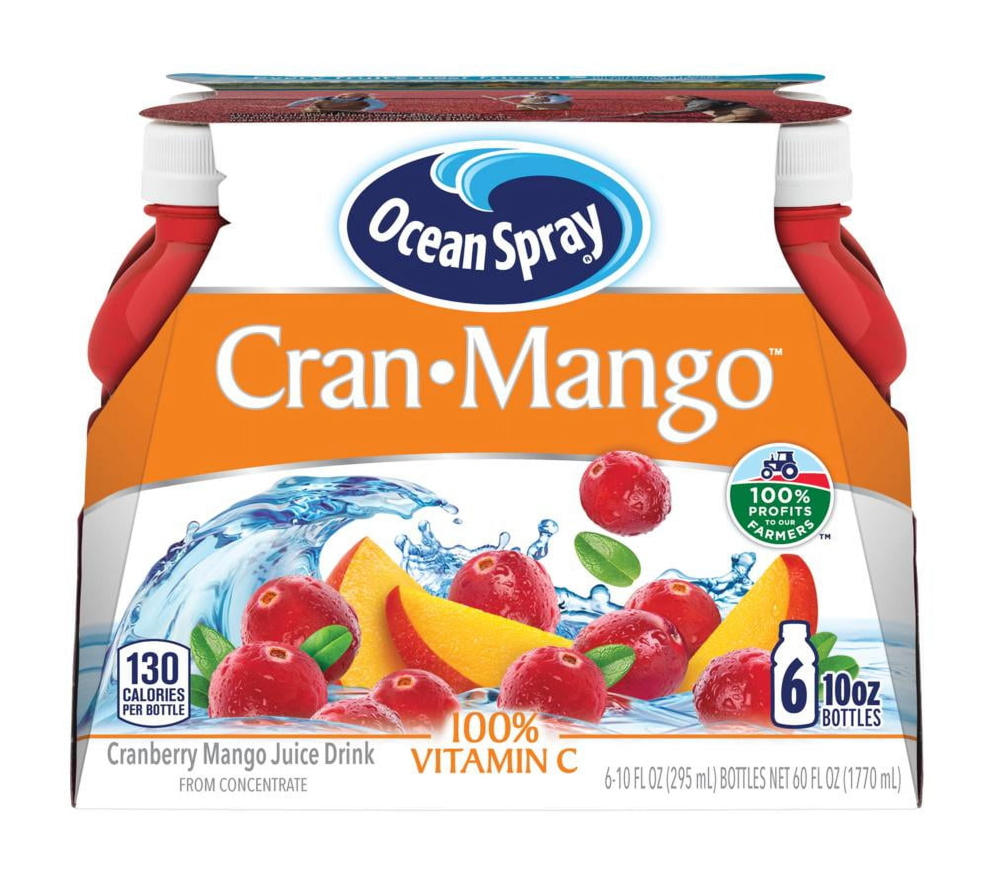 Ocean Spray Juice Pack, Cran-Mango Drinks, 10 Fl Oz Bottles, 6 Count, 2 ...