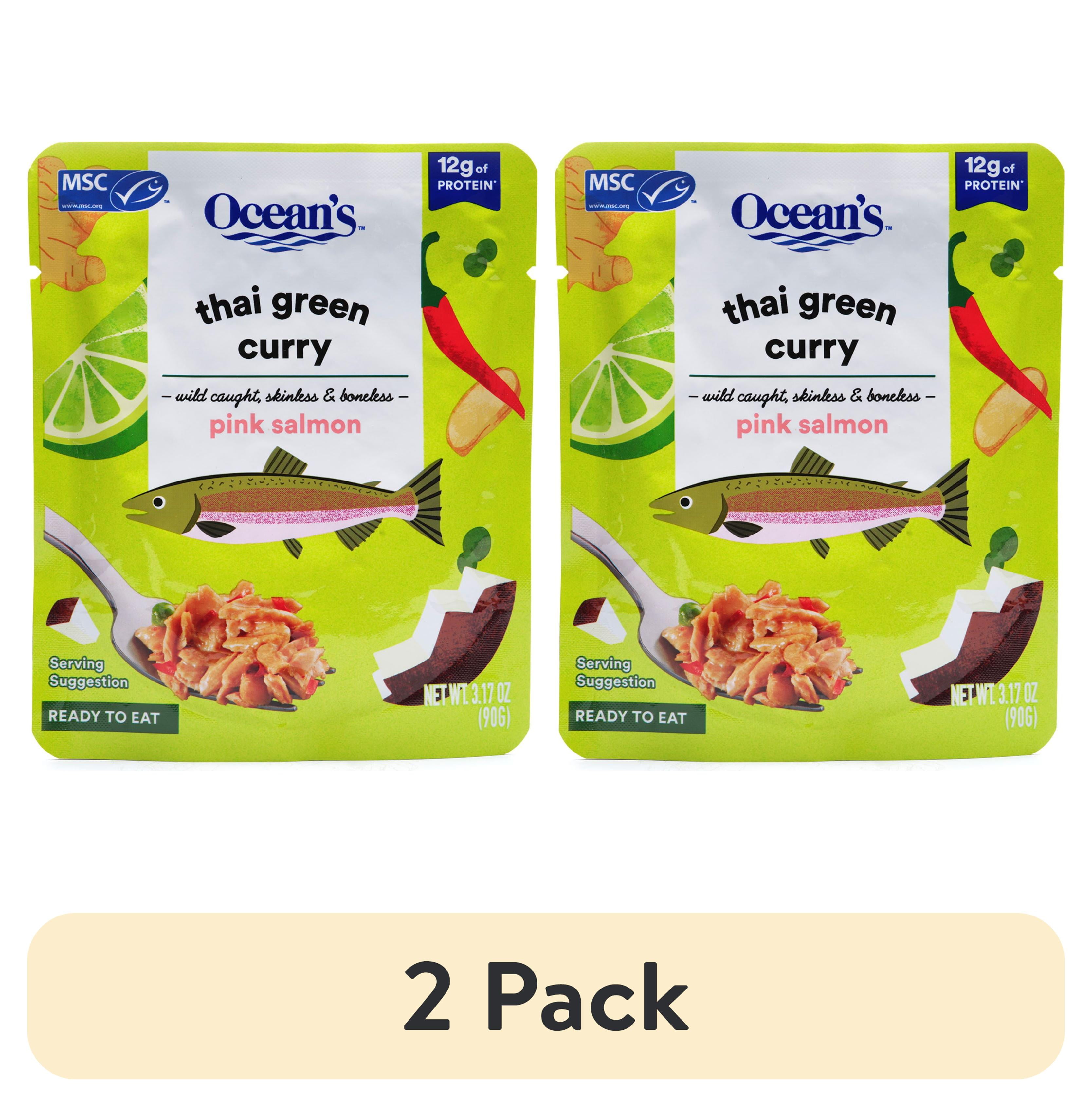 (2 pack) Ocean's Wild Alaskan Pink Salmon, Thai Green Curry, 12g ...