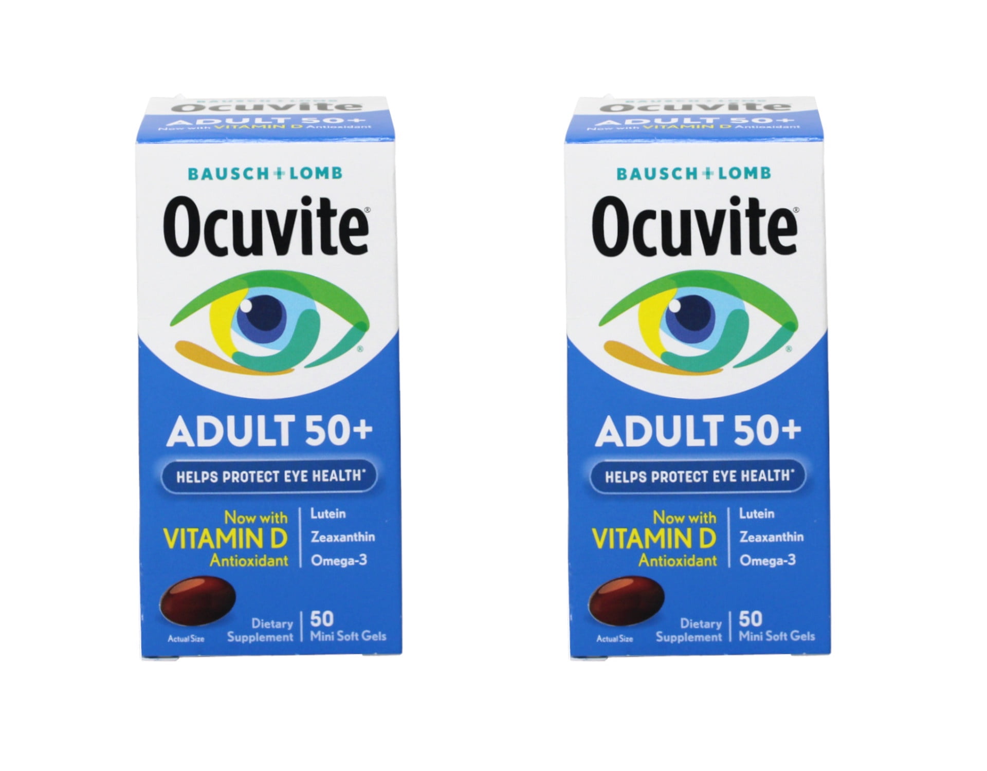 (2 pack) Ocuvite Adult 50+ Eye Vitamin and Mineral Supplement, Soft Gel ...