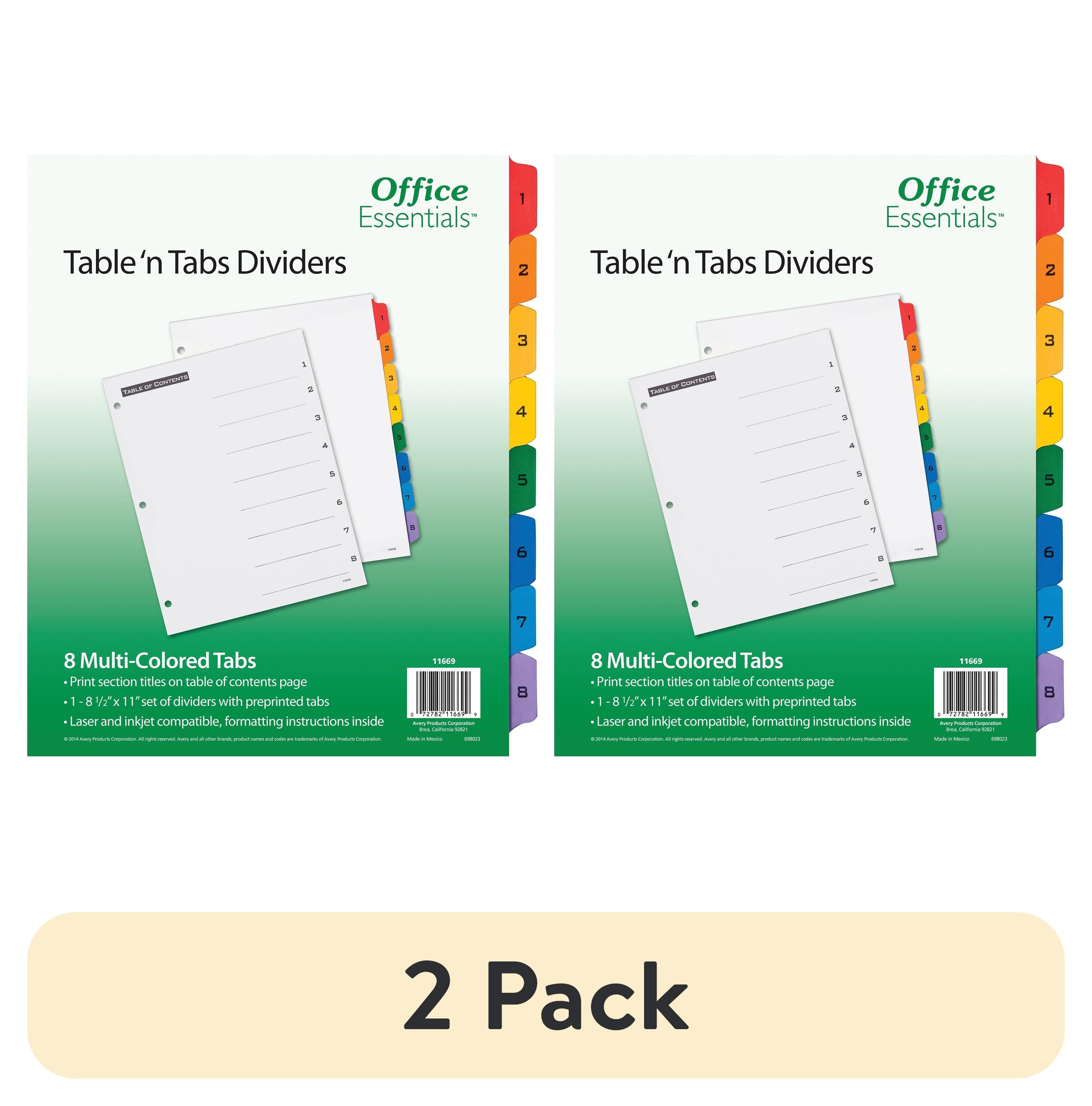 (2 pack) Office Essentials Table & Tabs Dividers, Table of Contents ...