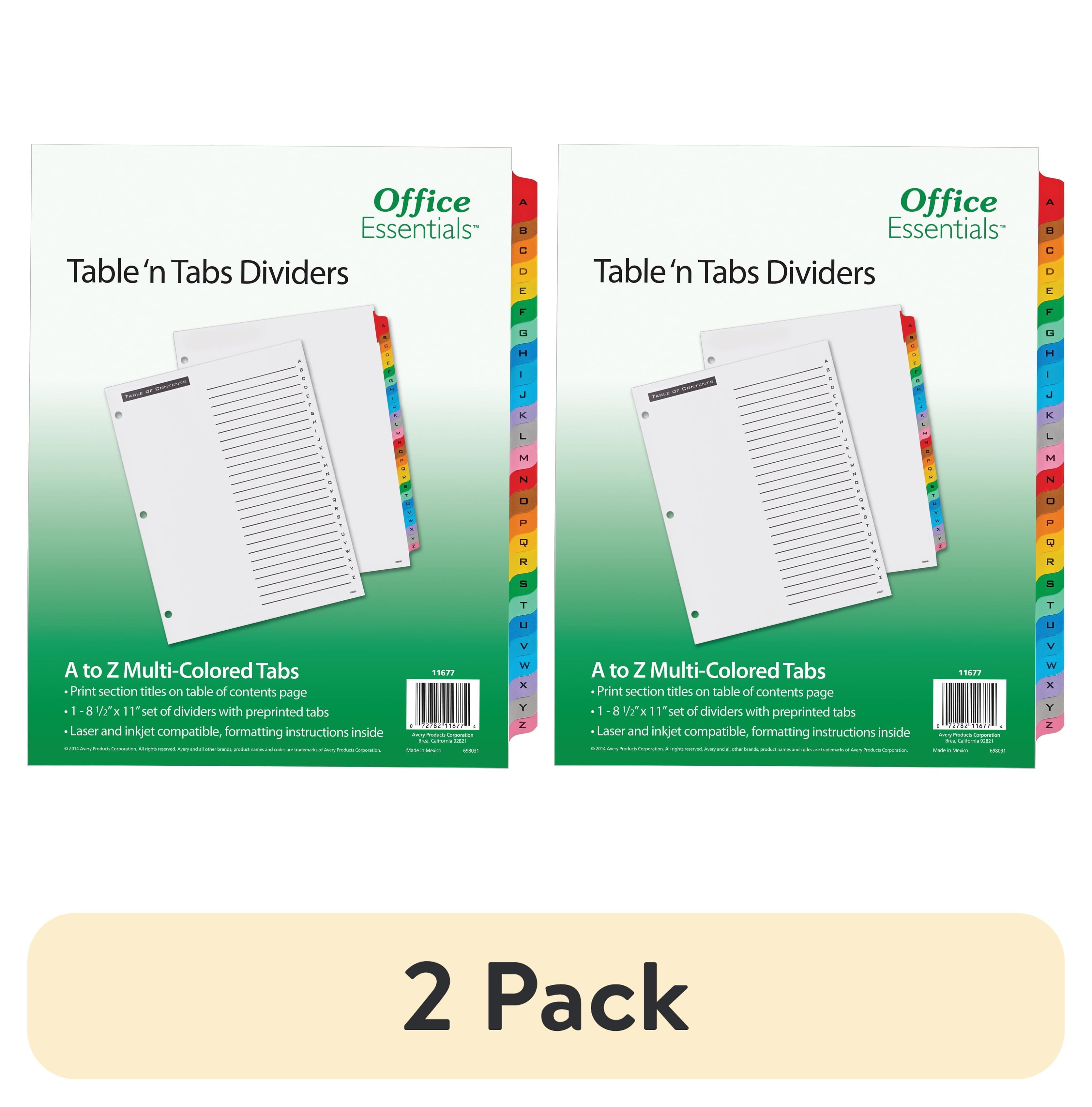 (2 pack) Office Essentials Table & Tabs Dividers with Multicolor Tabs ...