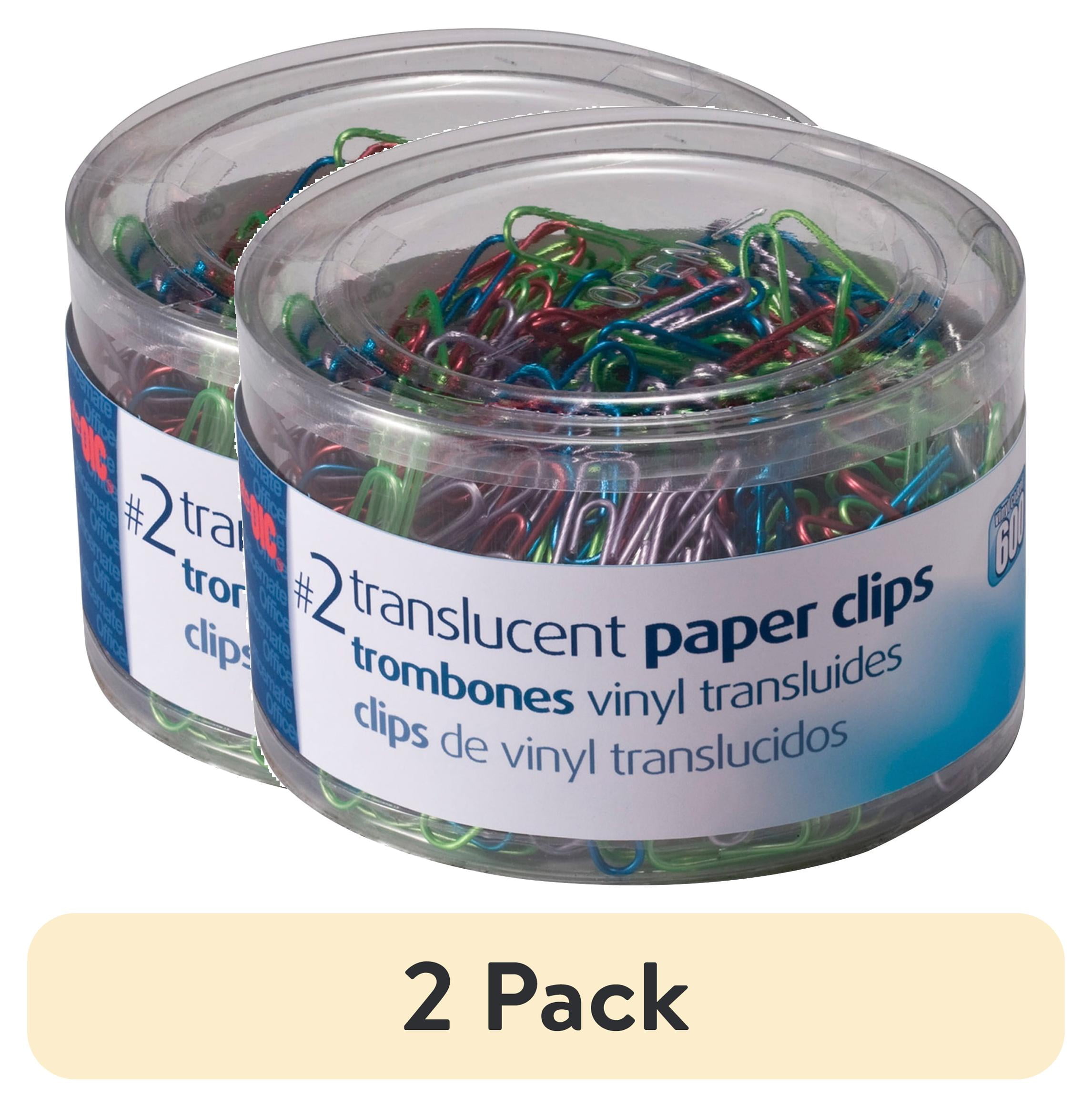 (2 pack) Officemate Paper Clips, #2, Translucent Assorted Colors, 600 ...