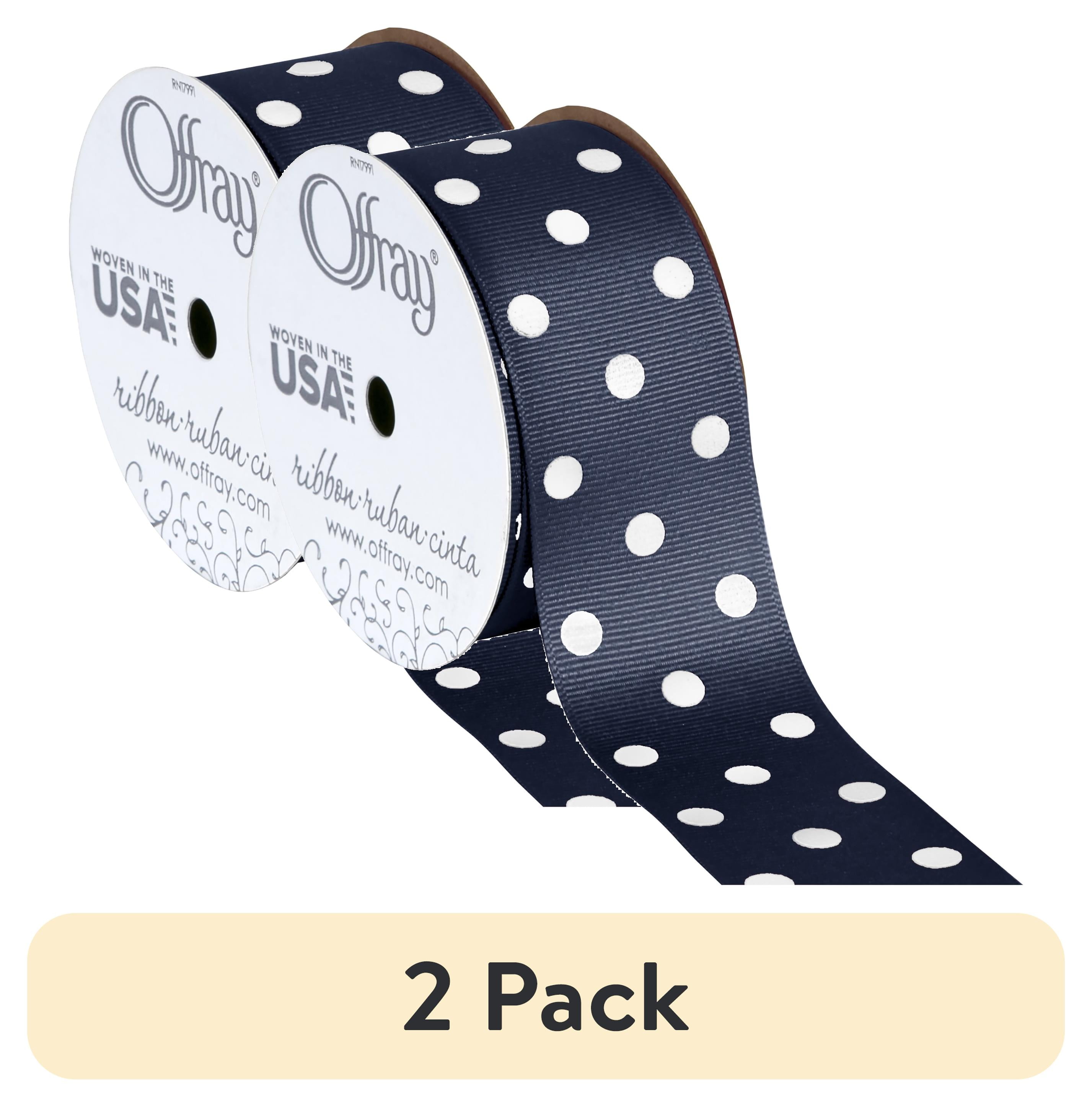 (2 pack) Offray 1.5" Grosgrain Polka Dot Ribbon, 9 Ft. - Walmart.com