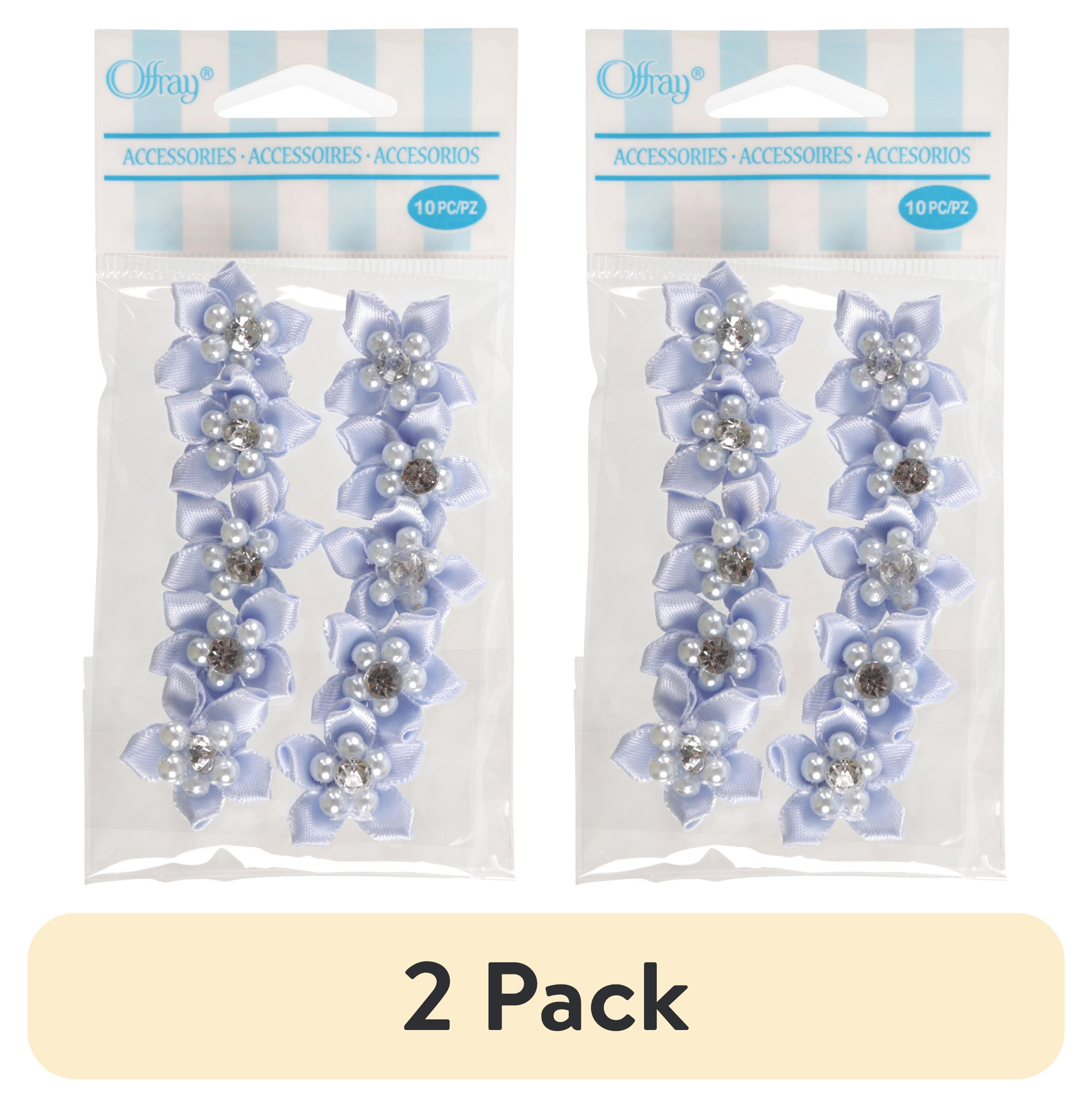 (2 pack) Offray Accessories, Blue Gray 3/4 inch Value Pack 5 Petal Gem ...