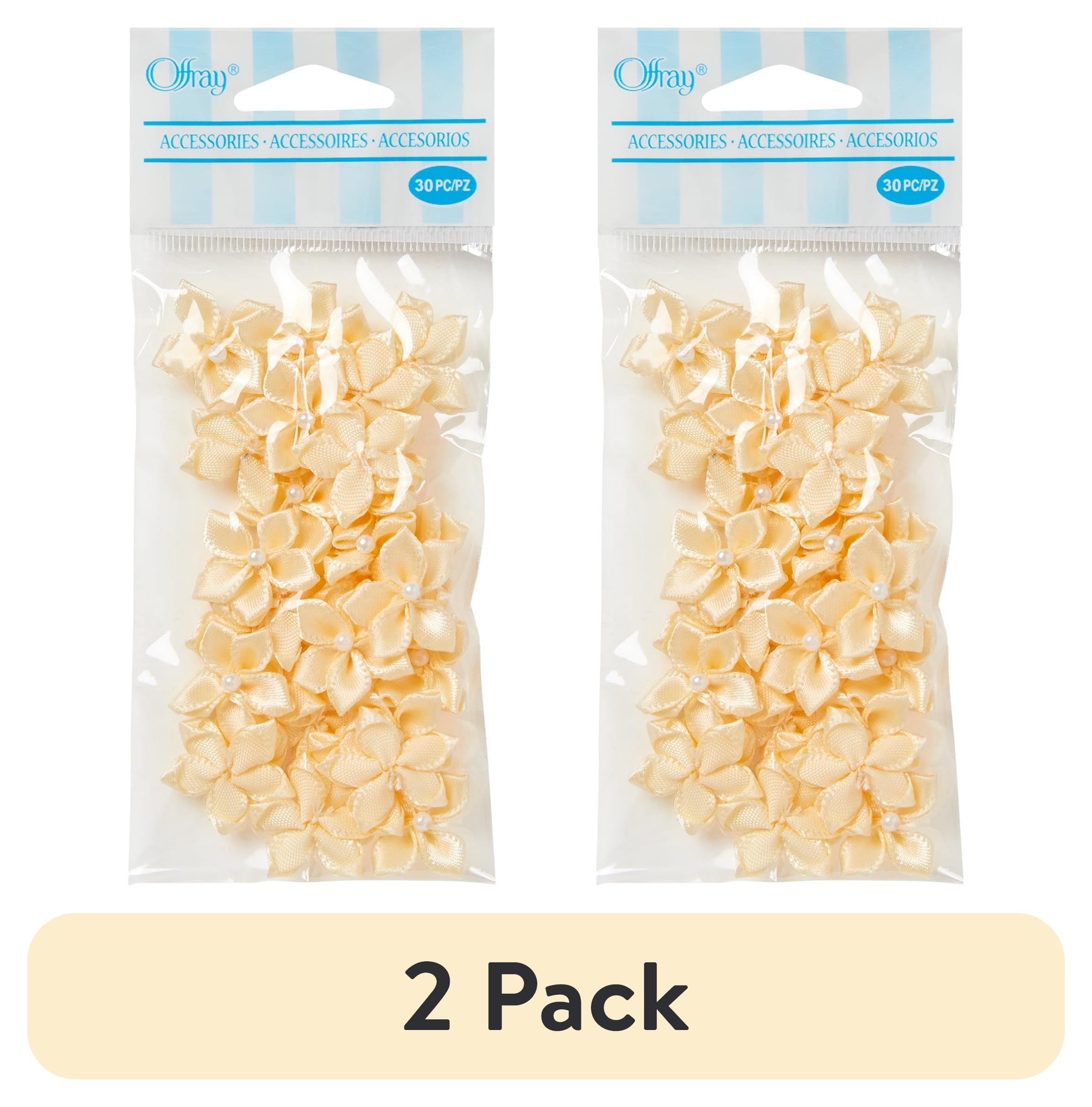 (2 pack) Offray Accessories, Cream 3/4 inch Value Pack 5 Petal Flower ...