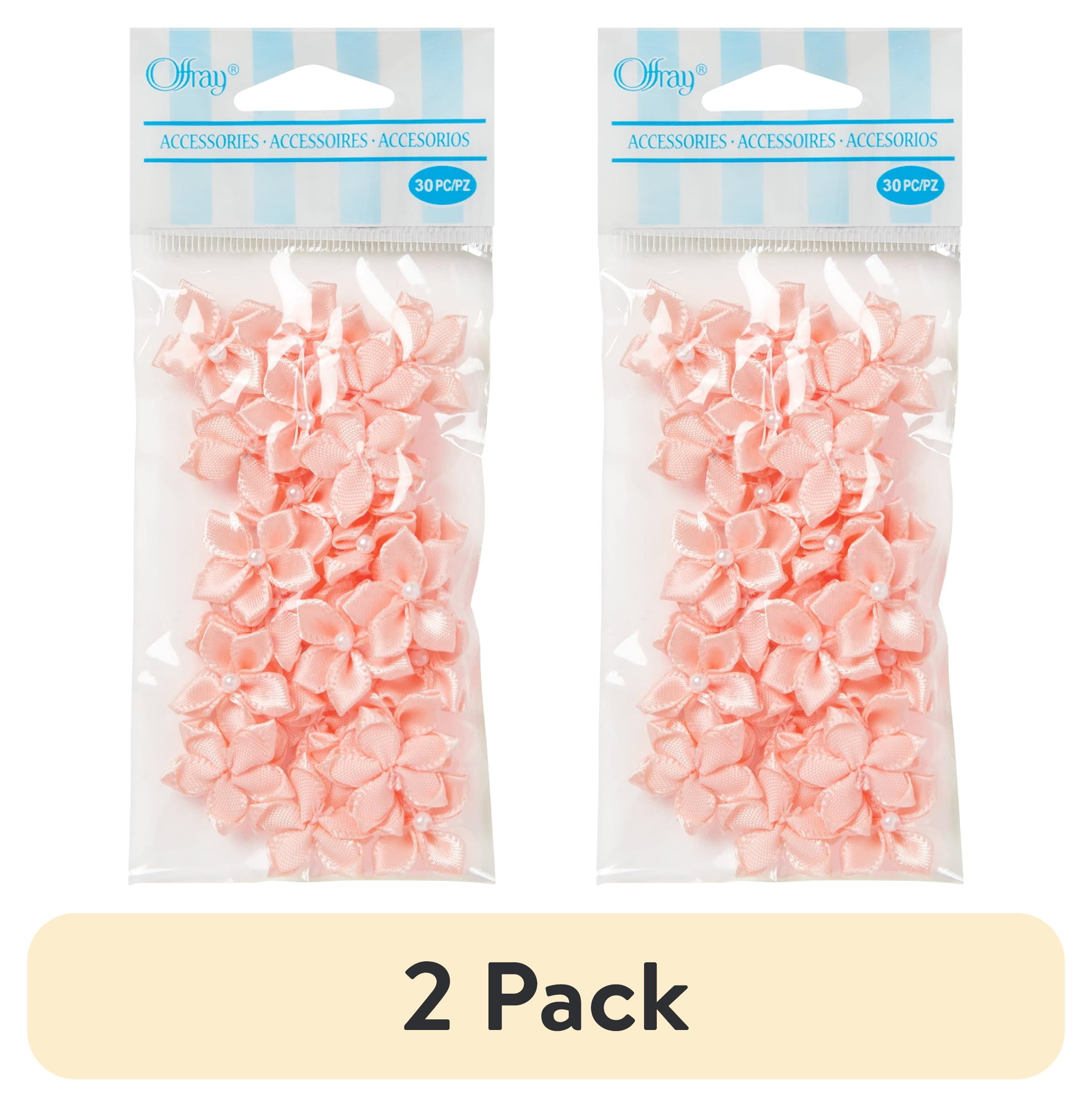 (2 pack) Offray Accessories, Lt Pink 3/4 inch Value Pack 5 Petal Flower ...