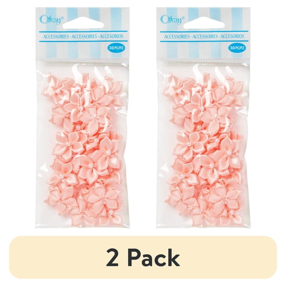 (2 pack) Offray Accessories, Lt Pink 3/4 inch Value Pack 5 Petal Flower ...