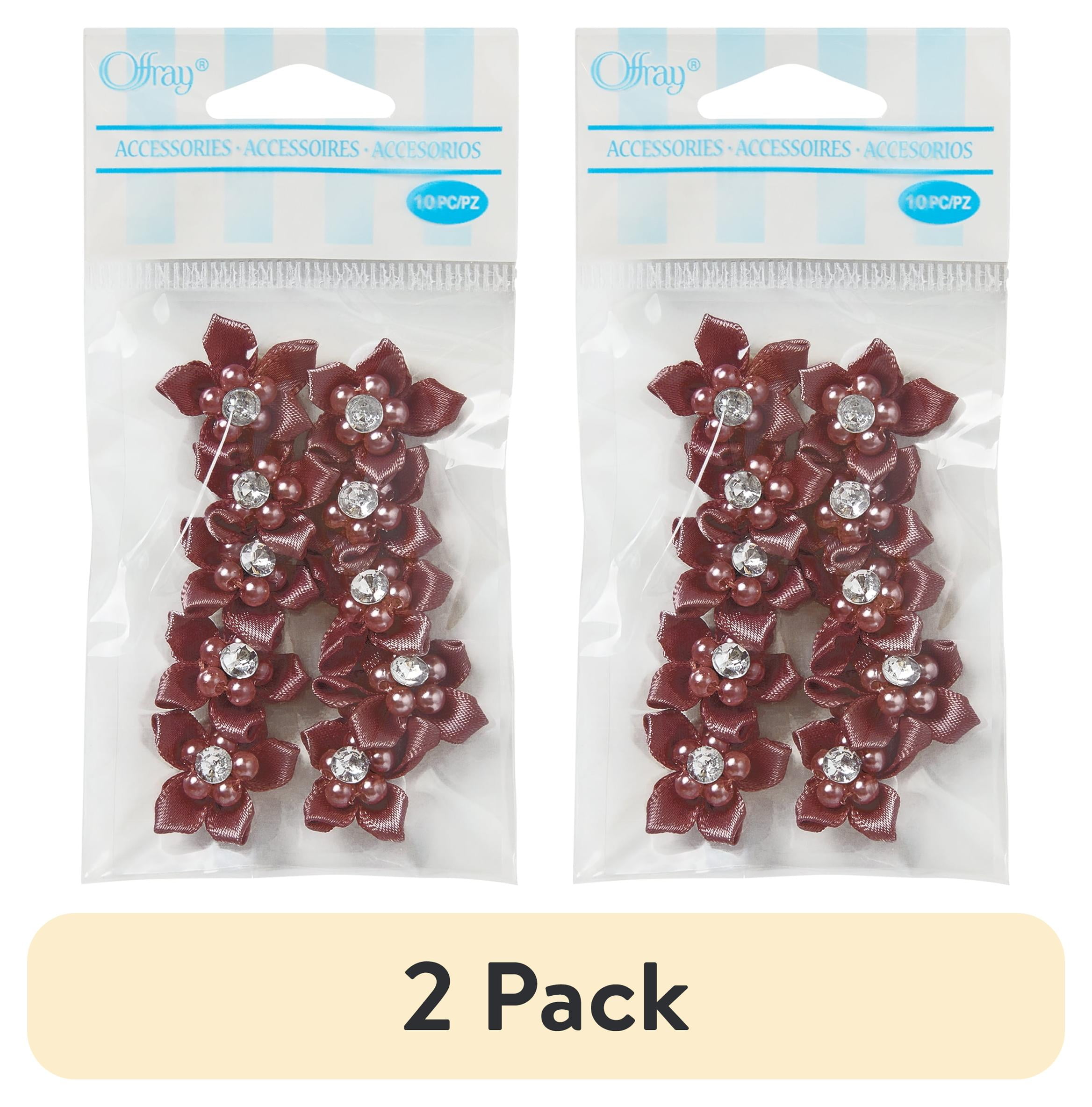(2 pack) Offray Accessories, Plum 3/4 inch Value Pack 5 Petal Gem ...