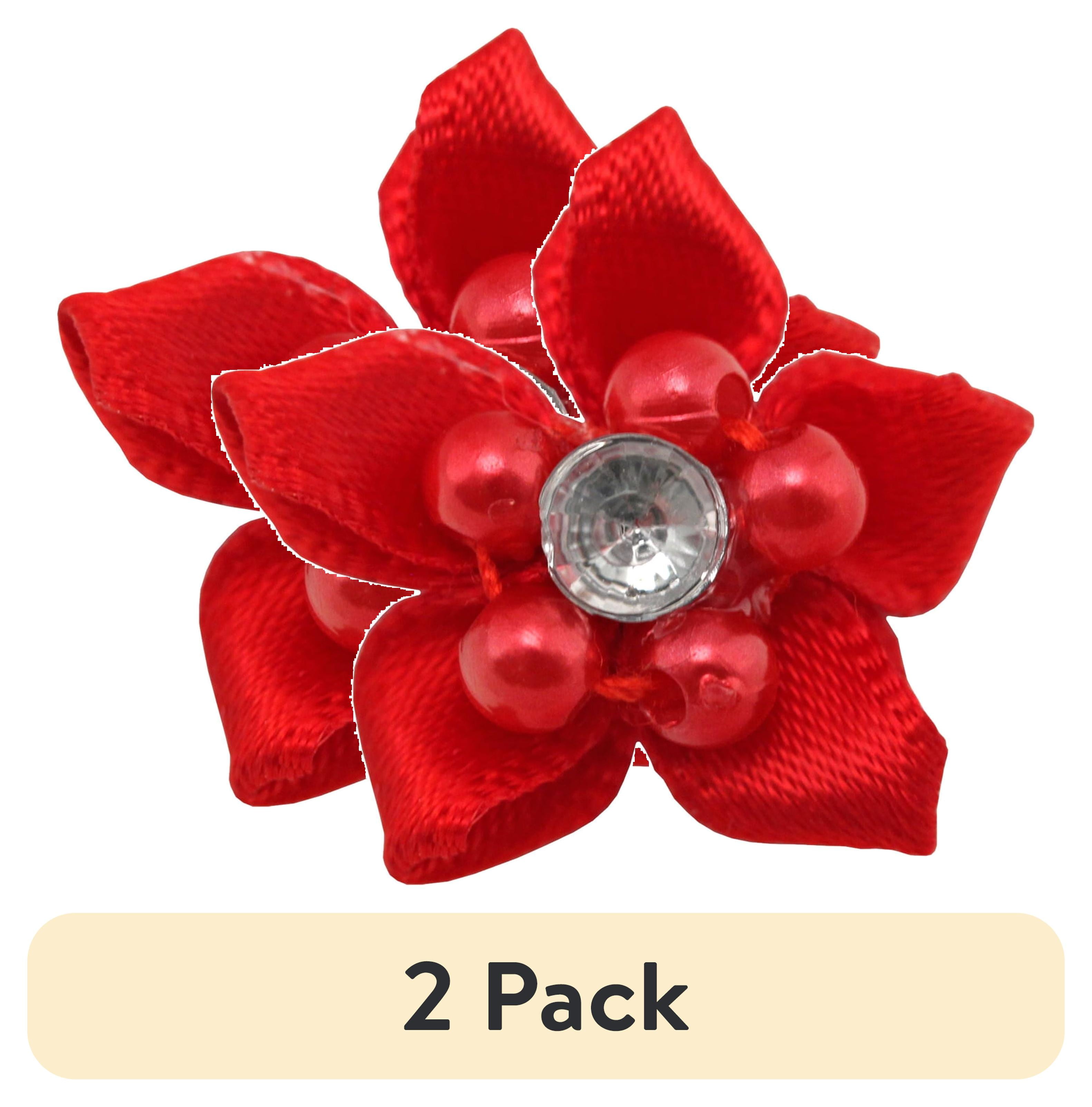 (2 pack) Offray Accessories, Red 3/4 inch 5 Petal Gem Flower Accessory ...