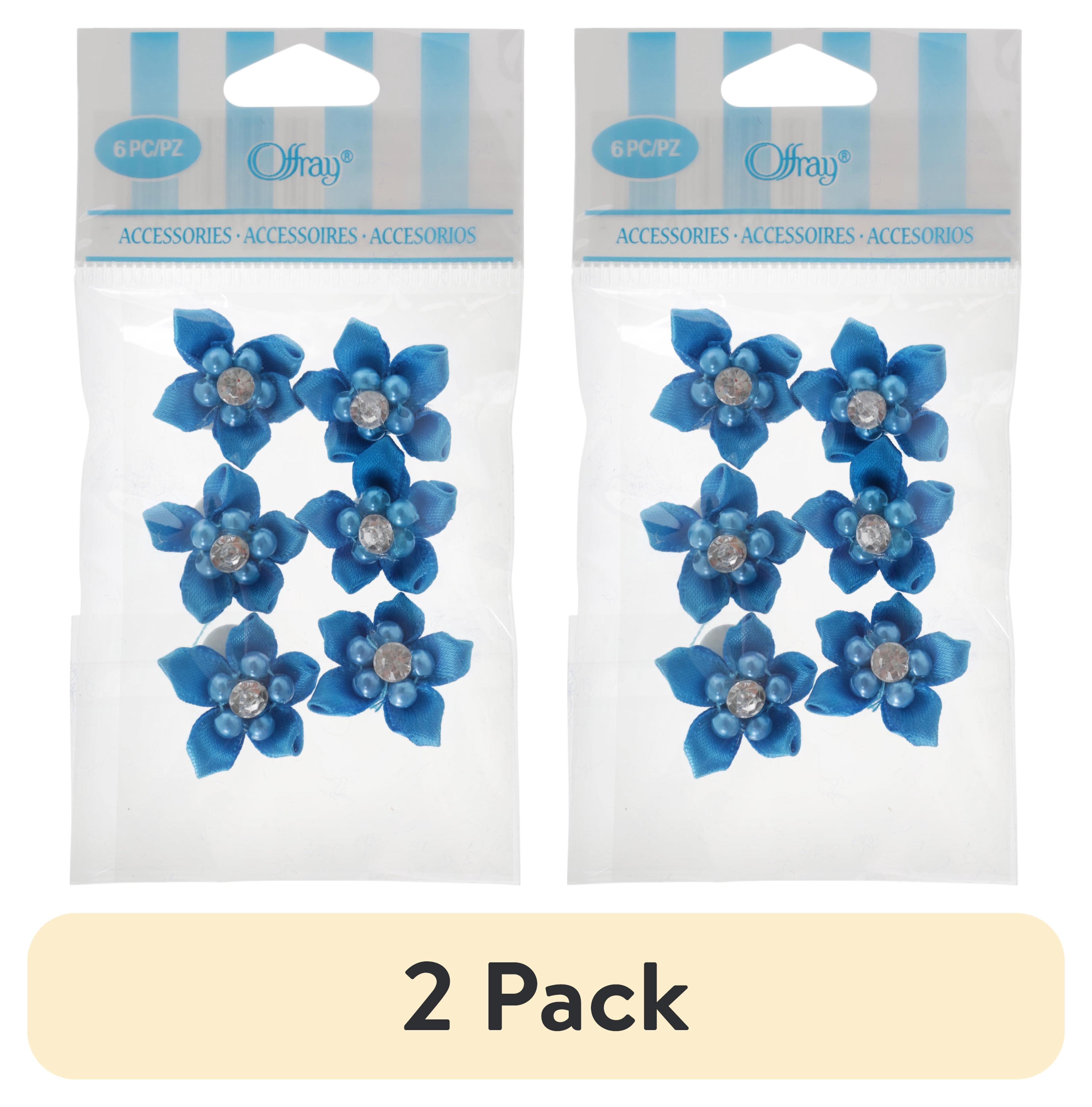 (2 pack) Offray Accessories, Turquoise 3/4 inch 5 Petal Gem Flower ...