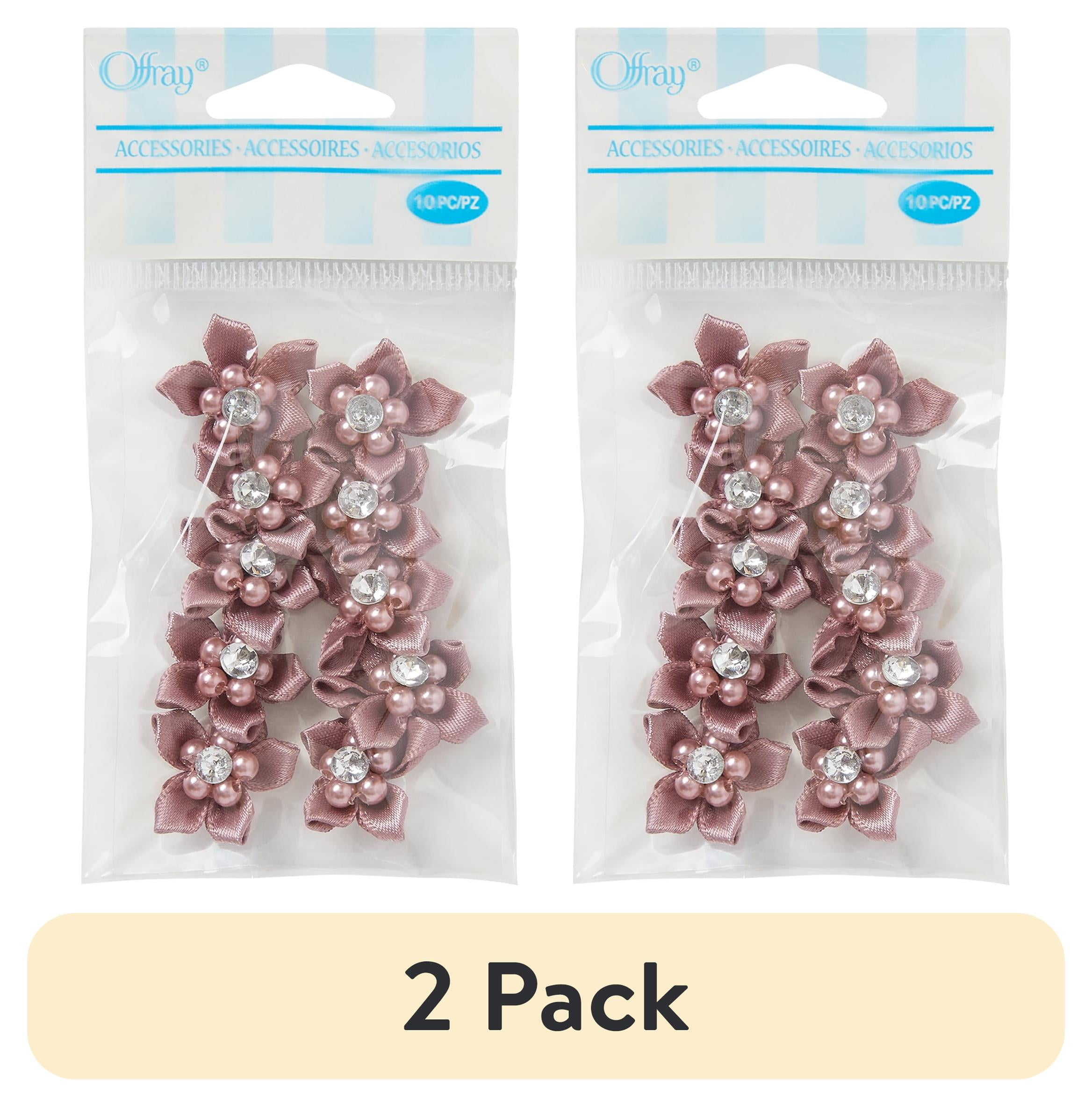 (2 pack) Offray Ribbon Accessories 3/4-Inch Mauve Satin 5-Petal Flowers ...