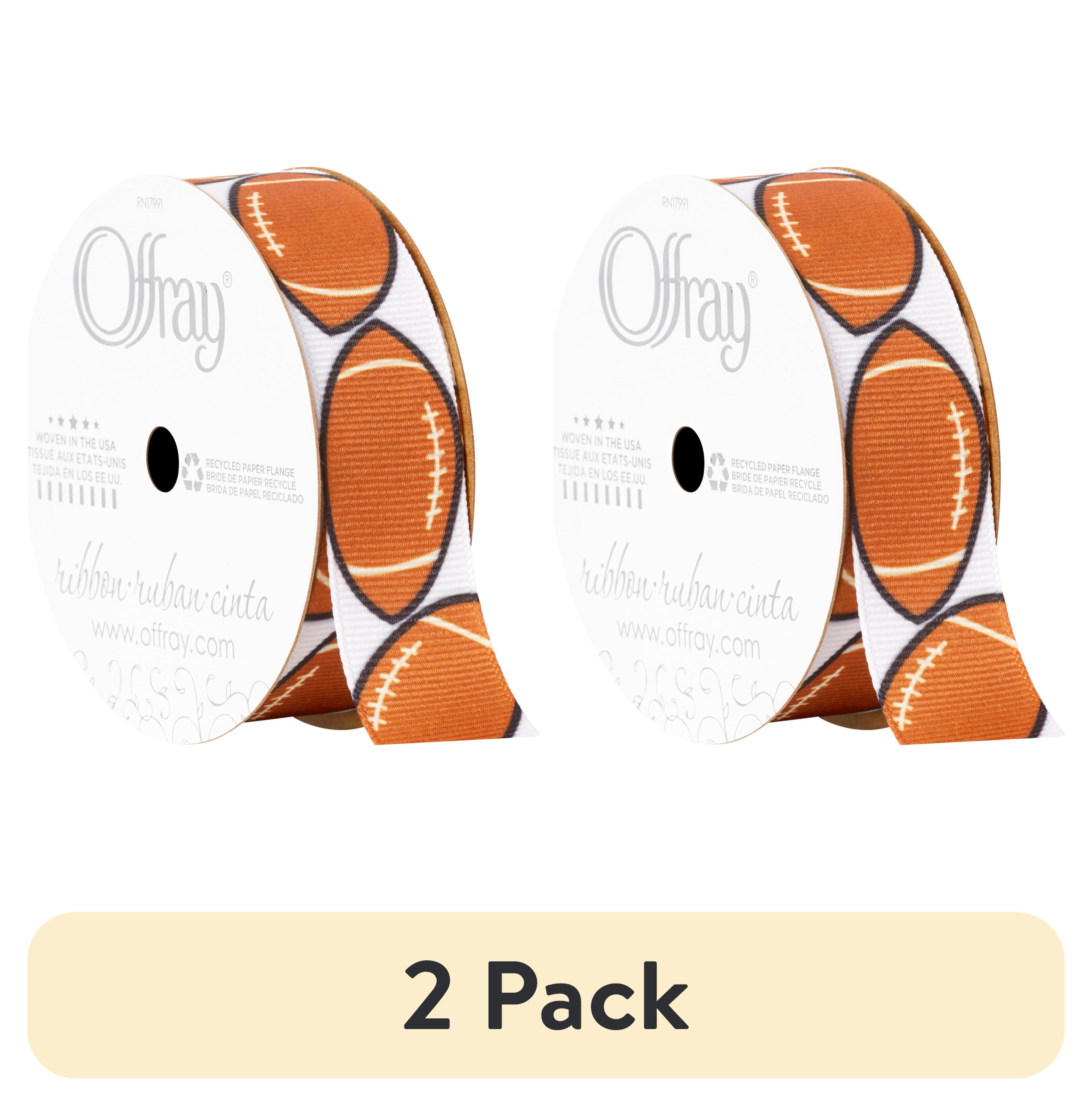 (2 pack) Offray Ribbon, Brown 7/8 inch Football Grosgrain Ribbon, 9 ...