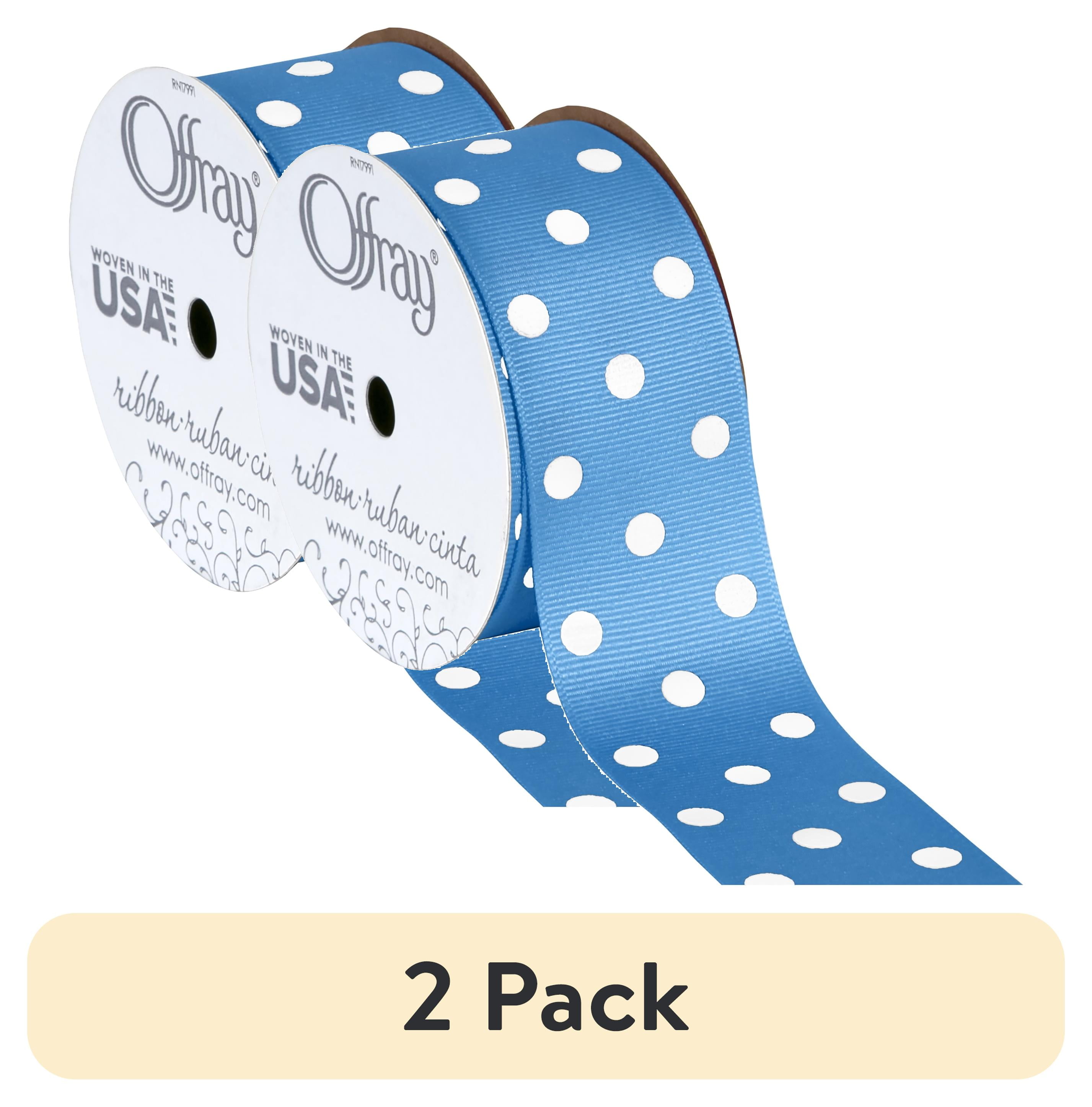 (2 pack) Offray Ribbon, Island Blue with White Polka Dot 1 1/2 inch ...