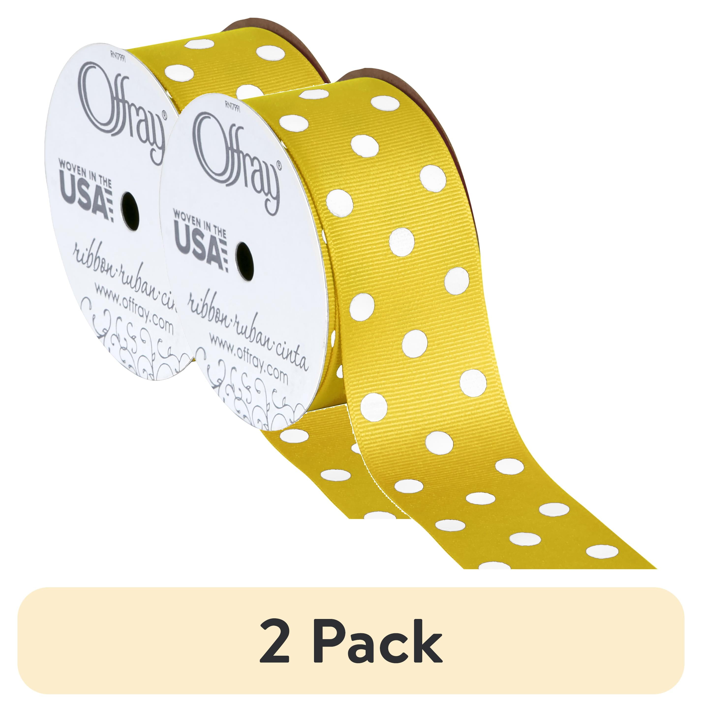 (2 pack) Offray Ribbon, Maize Yellow with White Polka Dot 1 1/2 inch ...