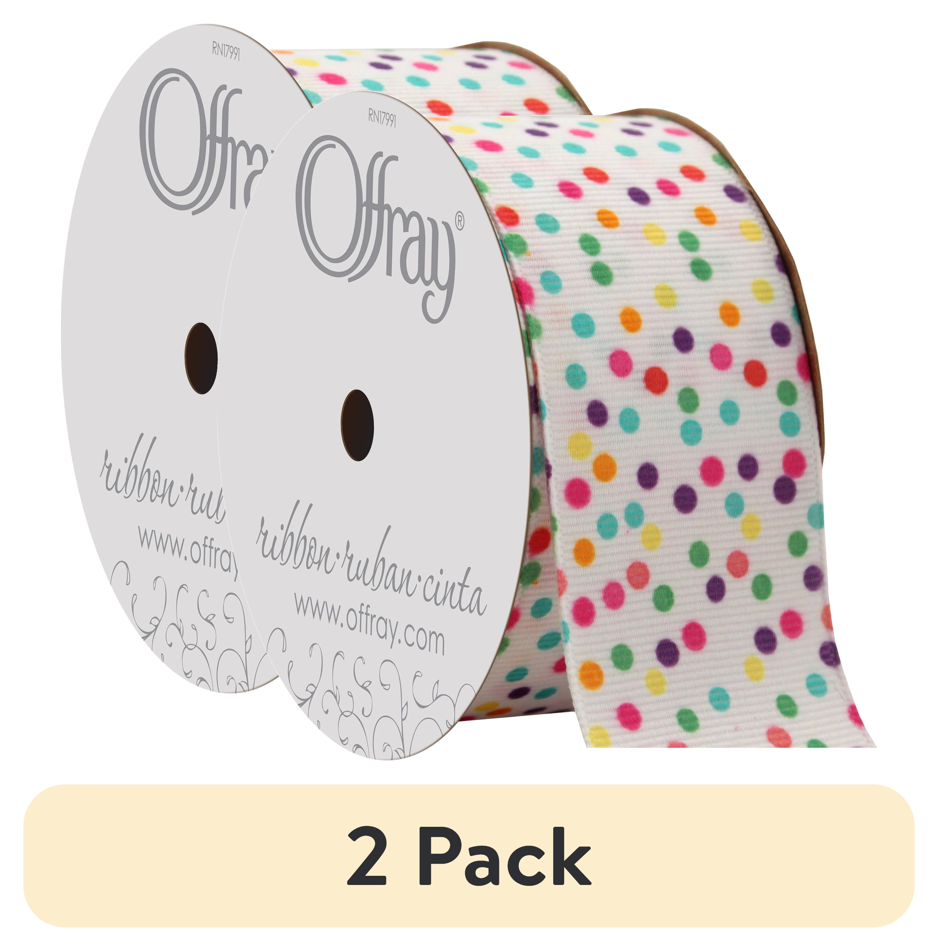(2 pack) Offray Ribbon, Multi Color 1 1/2 inch Dot Grosgrain Ribbon 9 ...
