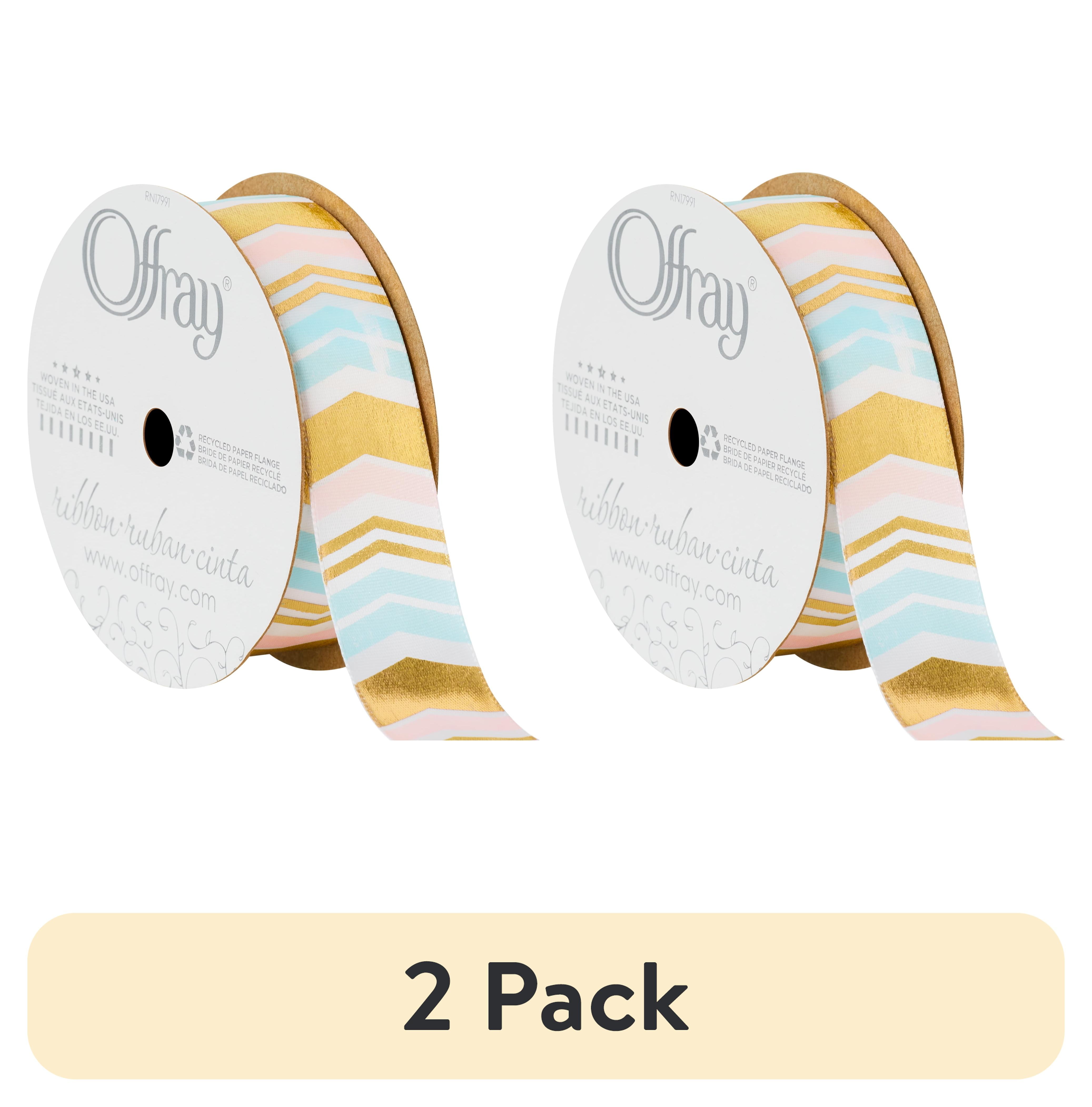 (2 pack) Offray Ribbon, Multi-Color 7/8 inch Chevron Satin Ribbon, 9 ...