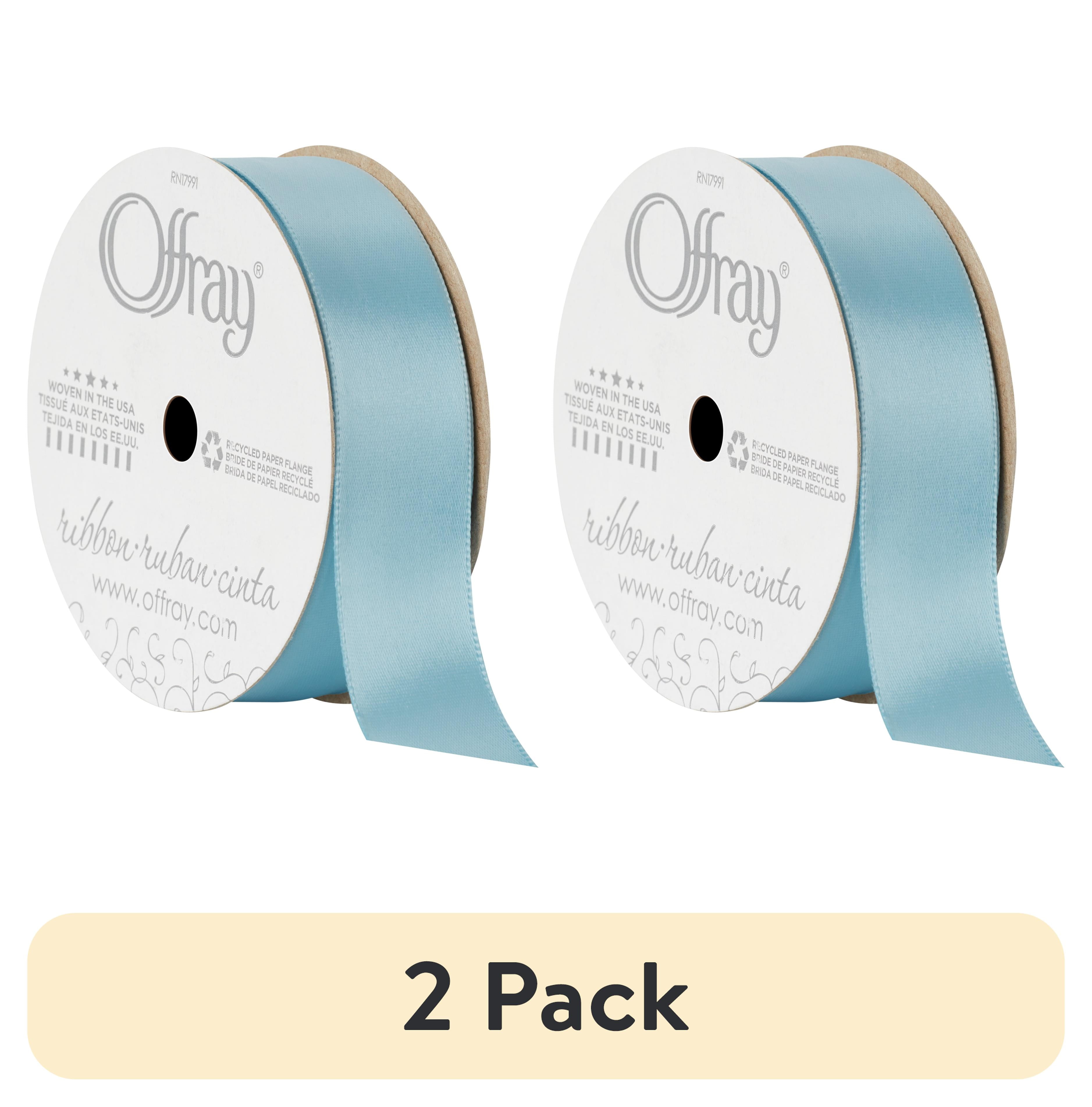 (2 pack) Offray Ribbon, Powder Blue 7/8 inch Single Face Satin ...
