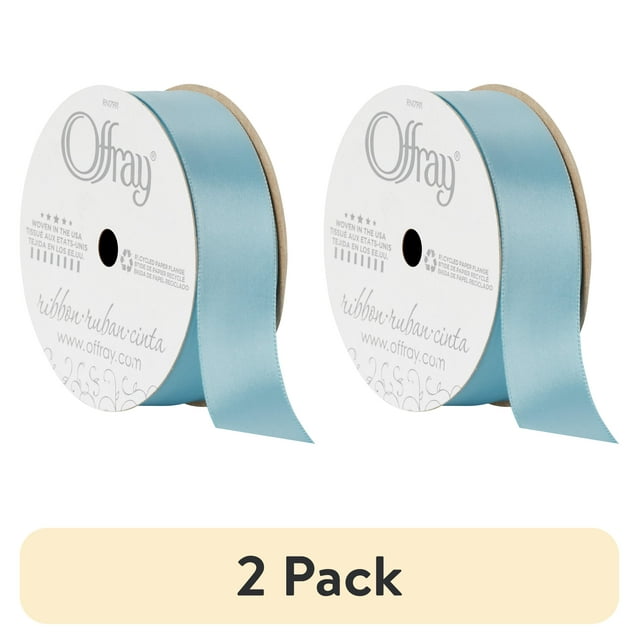 (2 pack) Offray Ribbon, Powder Blue 7/8 inch Single Face Satin ...