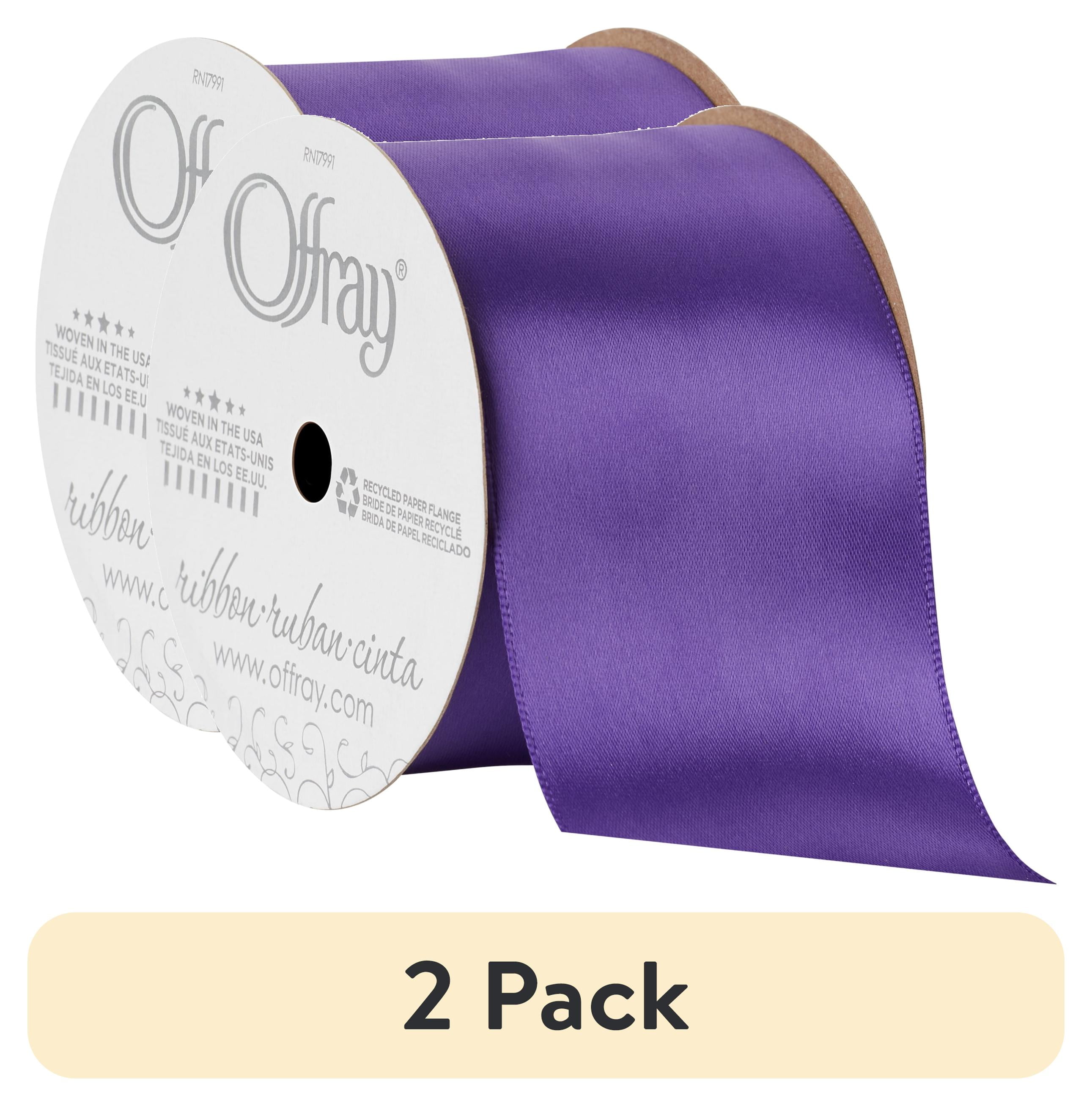 (2 pack) Offray Ribbon, Regal Purple 2 1/4 inch Single Face Satin ...