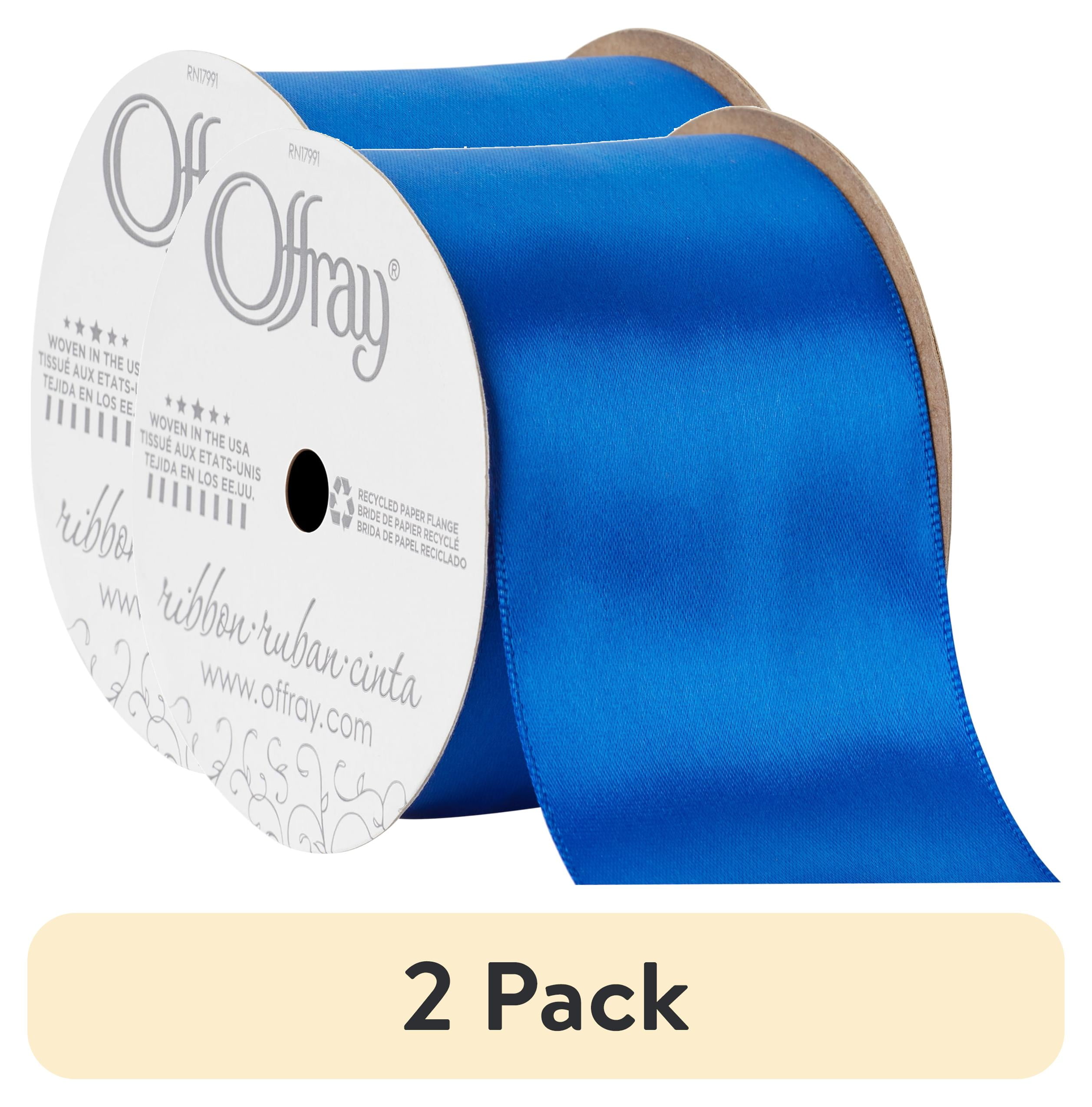 (2 pack) Offray Ribbon, Royal Blue 2 1/4 inch Single Face Satin ...
