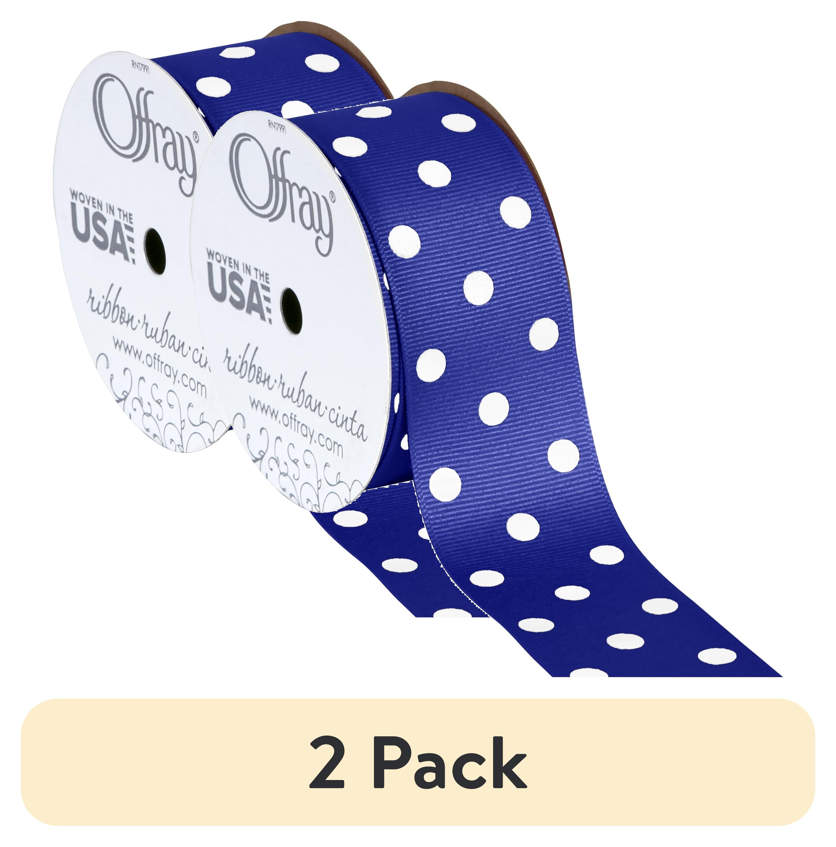 (2 pack) Offray Ribbon, Royal Blue with White Polka Dot 1 1/2 inch ...