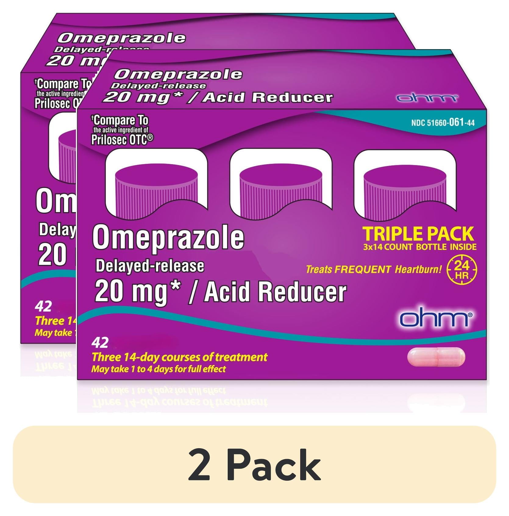 (2 pack) Ohm Omeprazole 20mg, 42 Delayed-Release Tablets, Acid Reducer ...