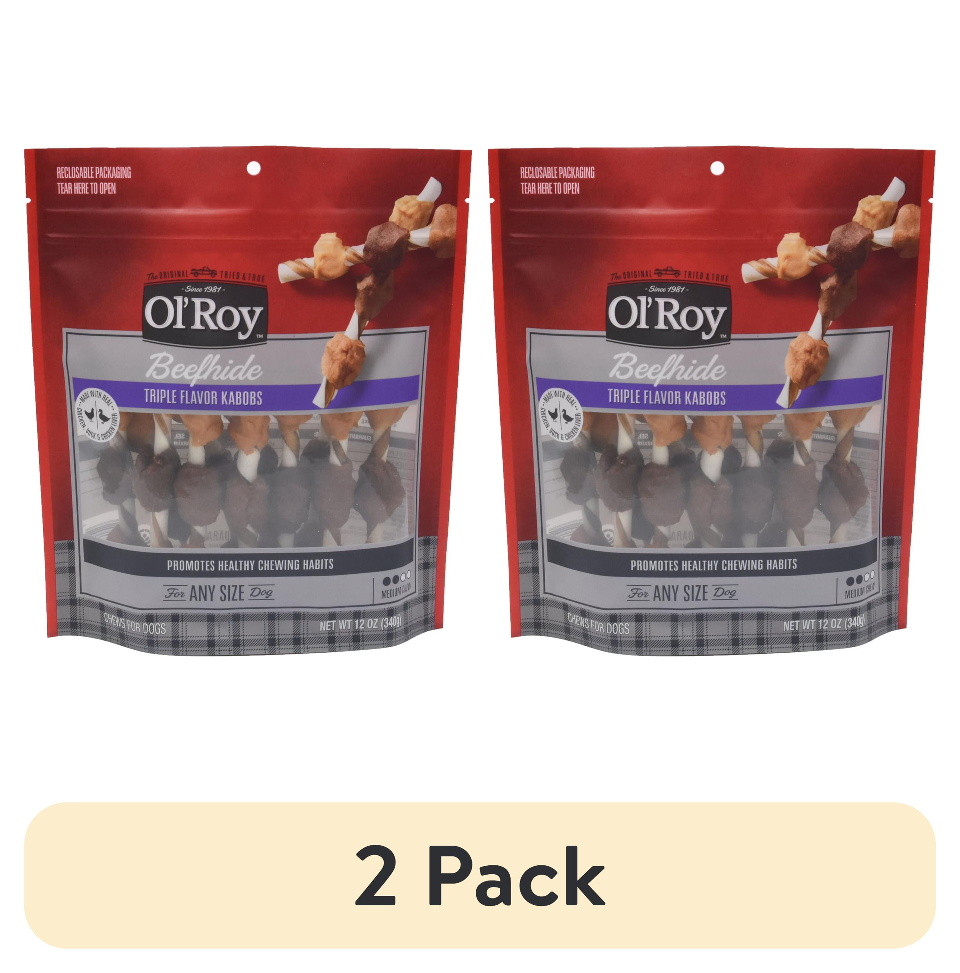 (2 pack) Ol Roy 12oz Beefhide Triple Flavor Kabobs Dry Dog Chews ...