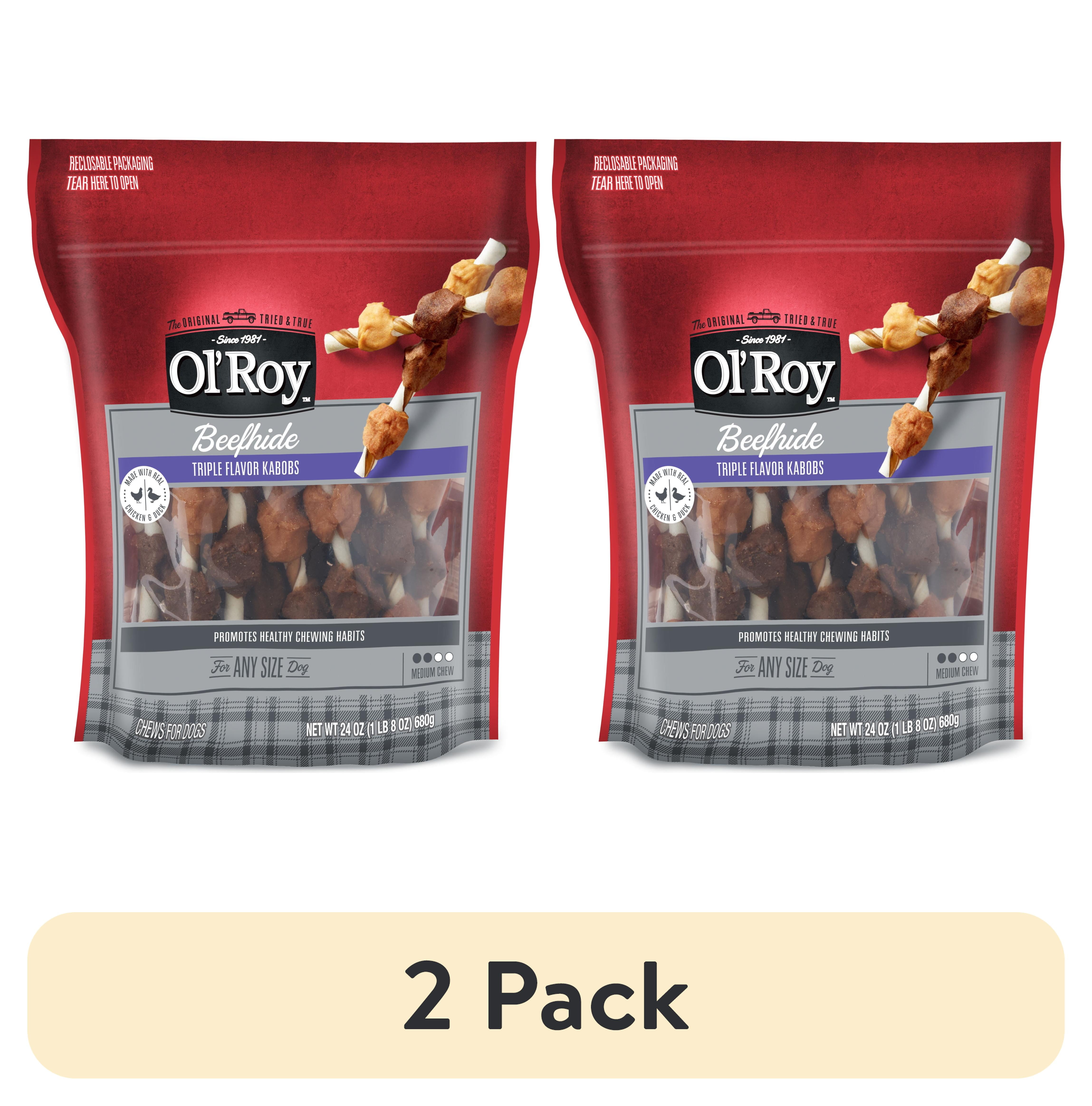 (2 pack) Ol Roy 24oz Beefhide Triple Flavor Kabobs Dry Dog Chews ...