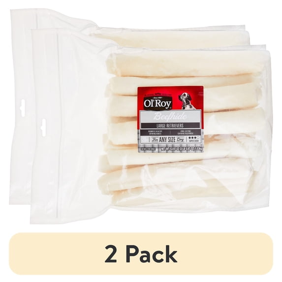 (2 pack) Ol' Roy 9" Large Beefhide Retrievers Chews, 53.97 oz, 20 Count ...