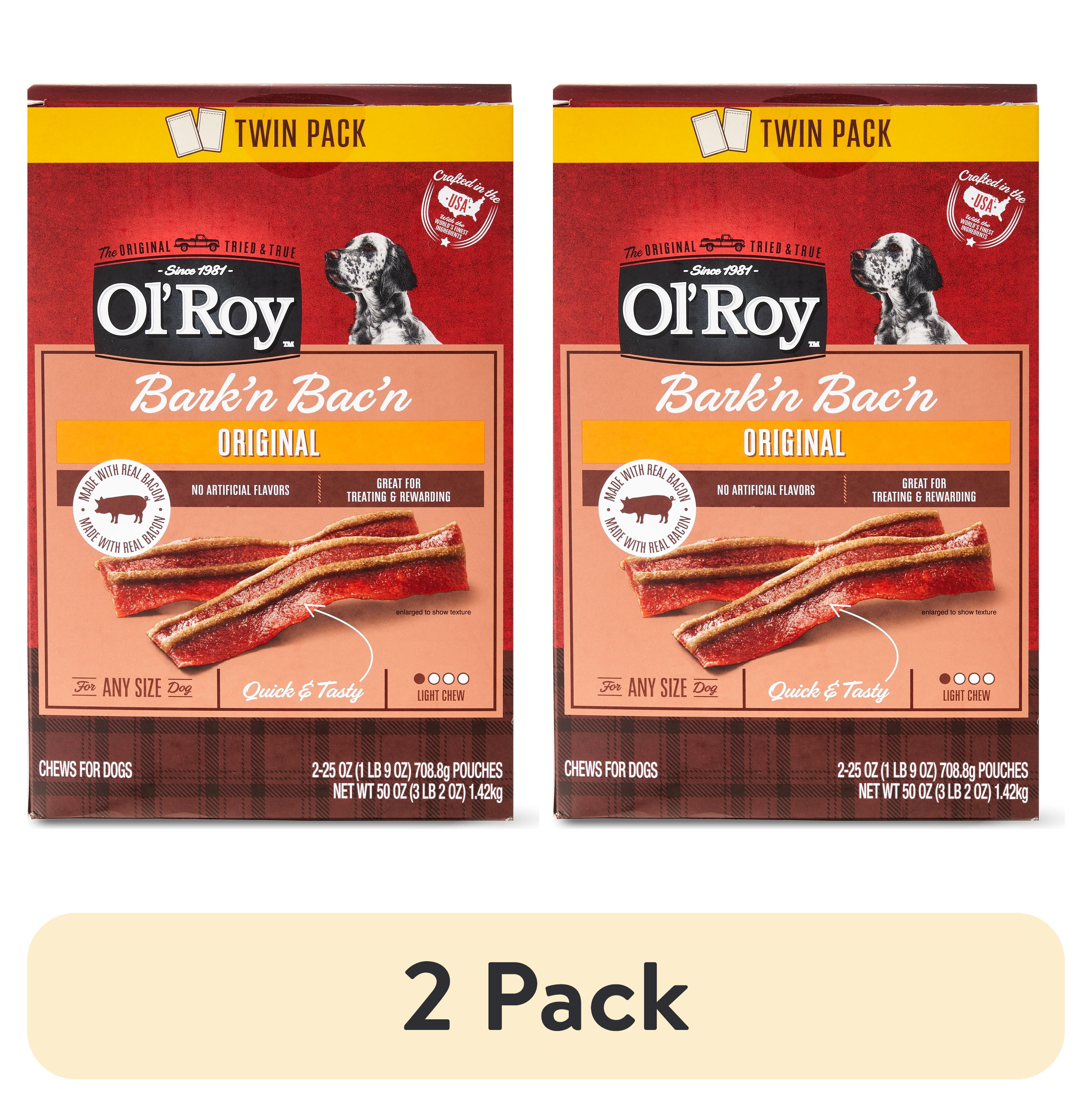 (2 pack) Ol'Roy Bark'n Bac'n Dog Treats with Real Bacon Chews, 25 oz ...