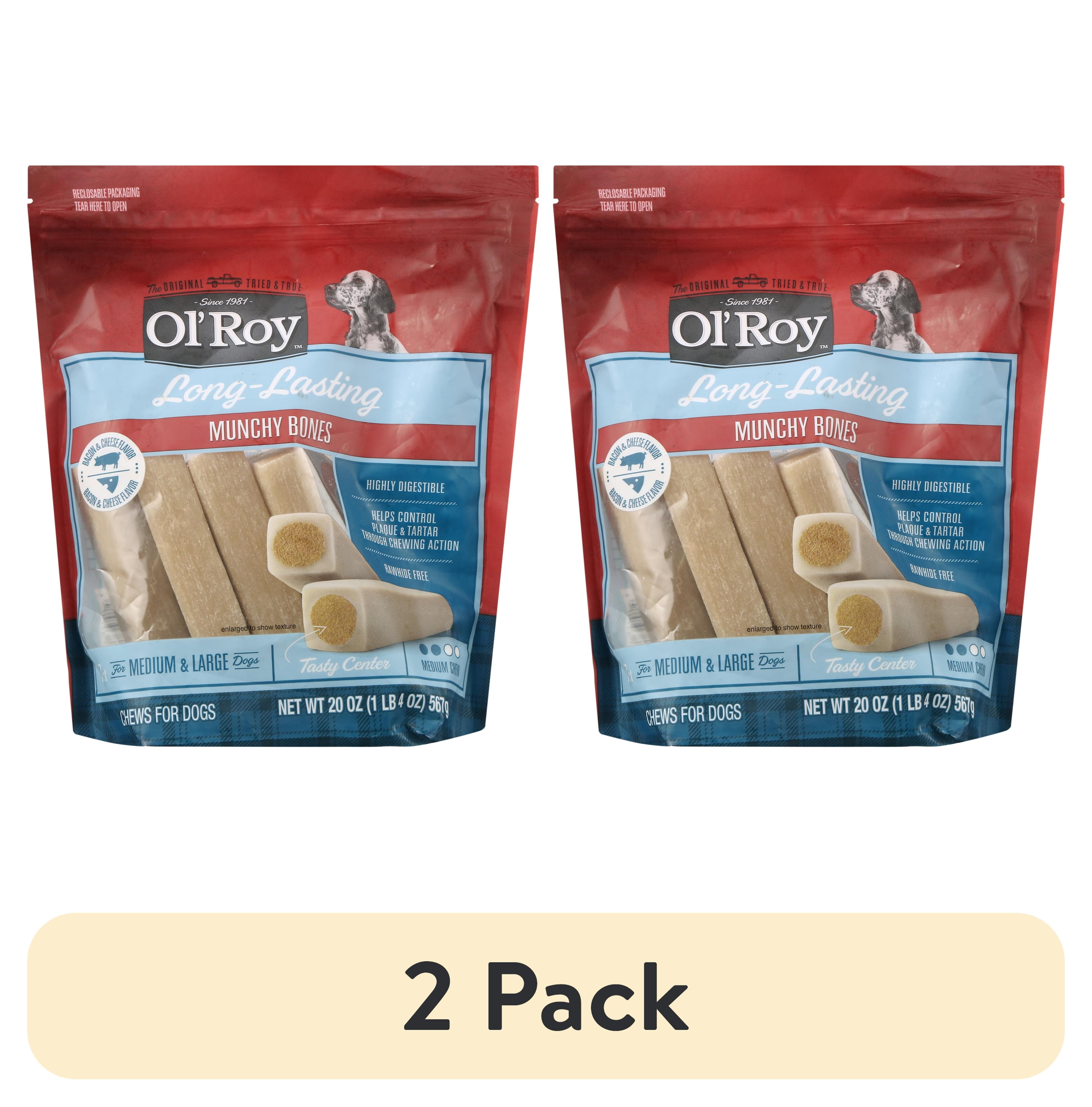 (2 pack) Ol' Roy Munchy Bone Dog Treats, Bacon and Cheese Flavor, 20 oz ...