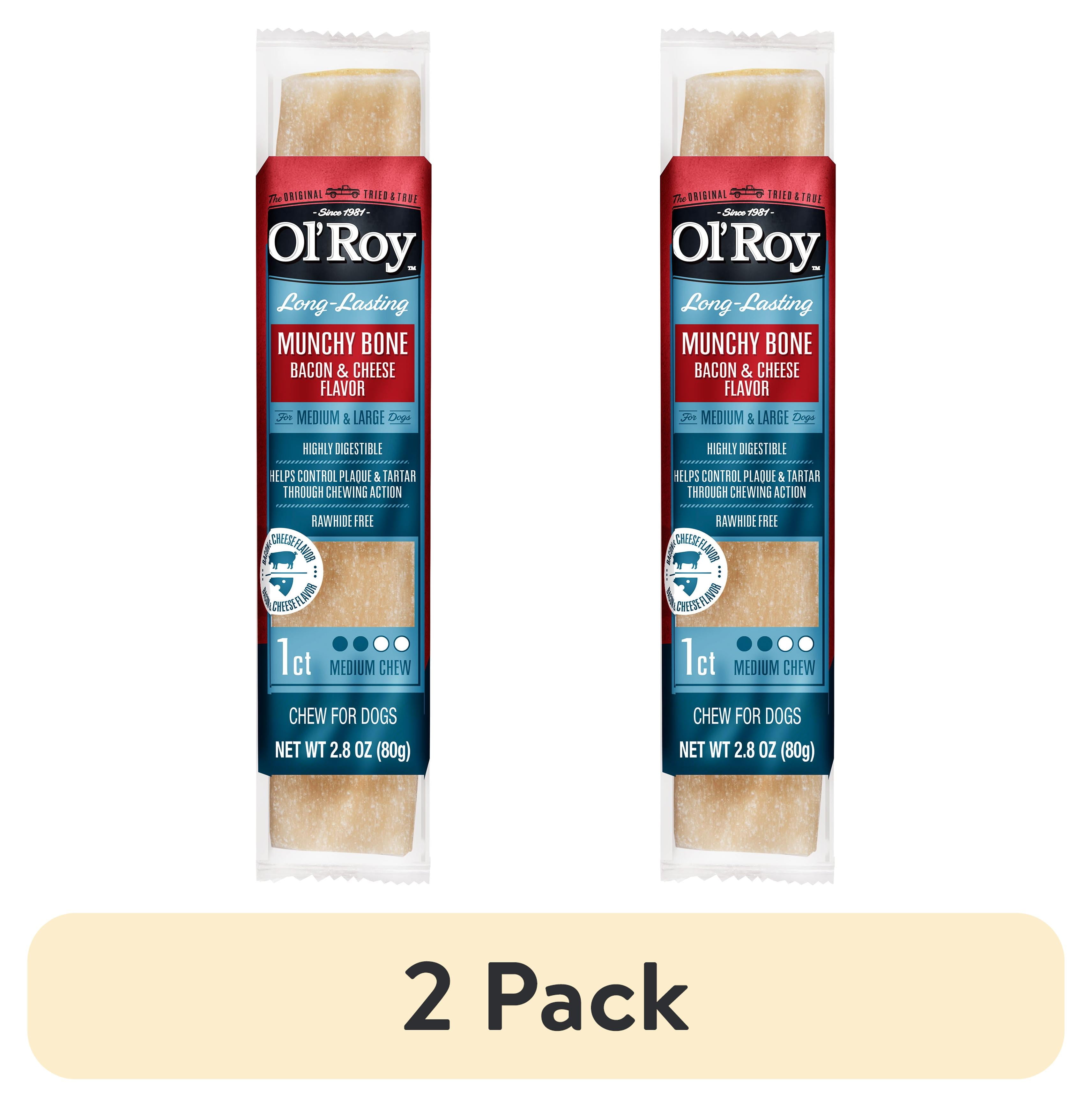 (2 pack) Ol' Roy Munchy Bone Dog Treats, Bacon and Cheese, 2.8 oz, 1 ...