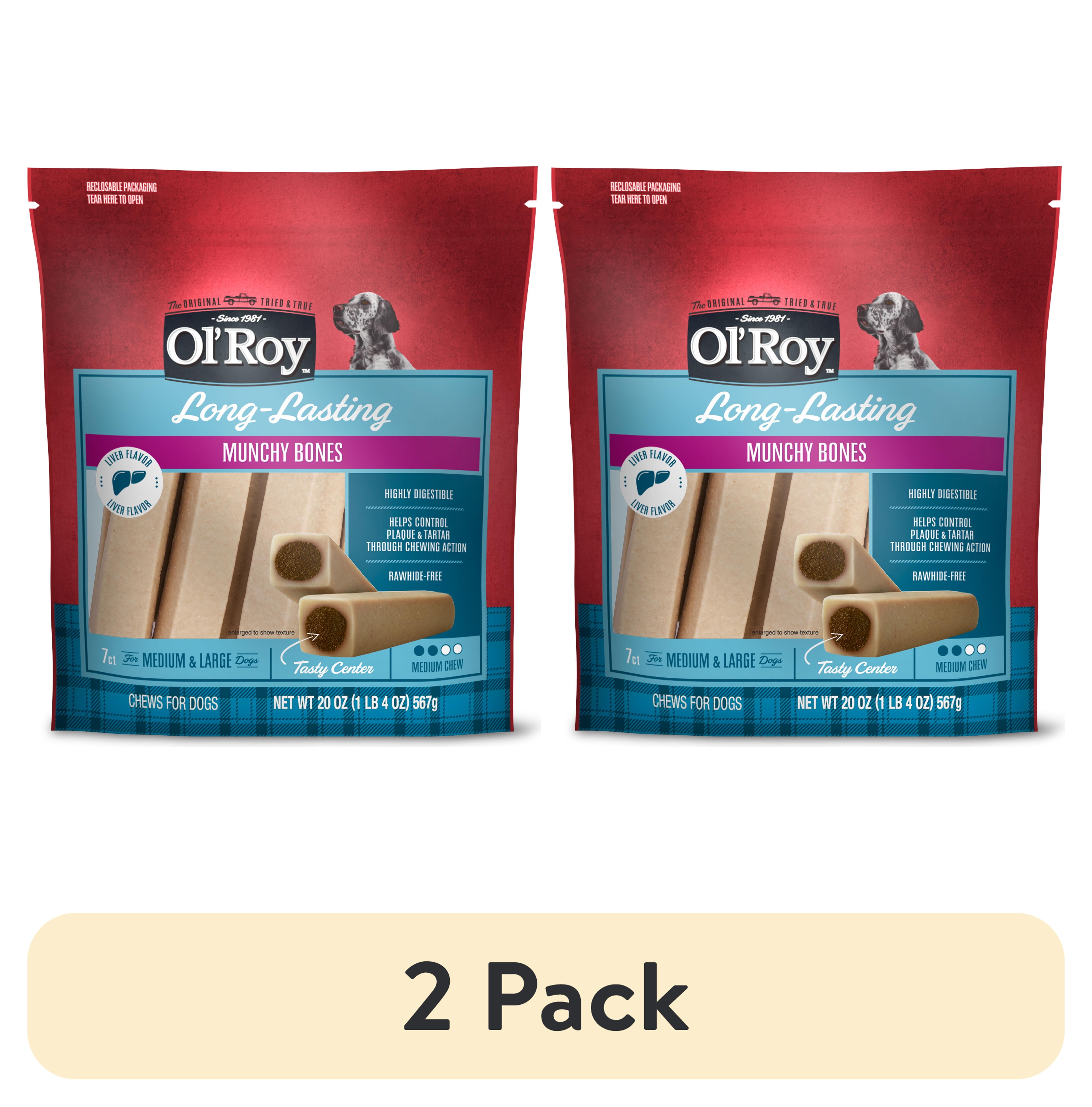(2 pack) Ol' Roy Munchy Bone Dog Treats, Liver Flavor, 20 oz, 7 Count ...