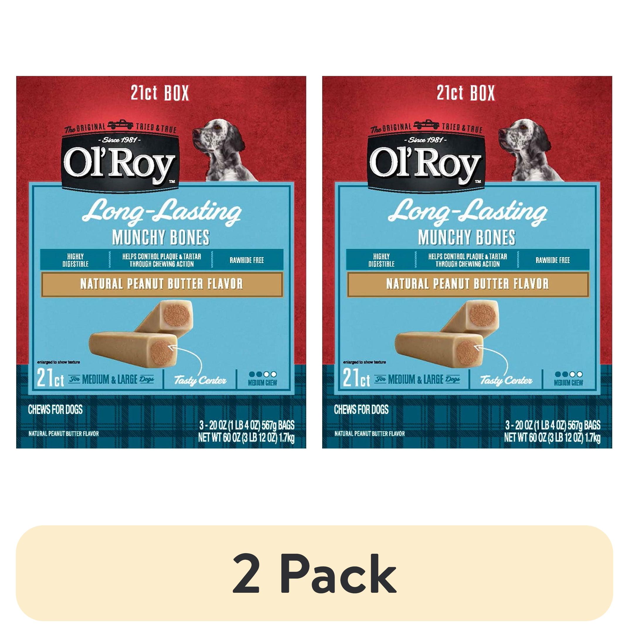 (2 pack) Ol' Roy Munchy Bone Dog Treats, Peanut Butter Flavor, 60 oz ...