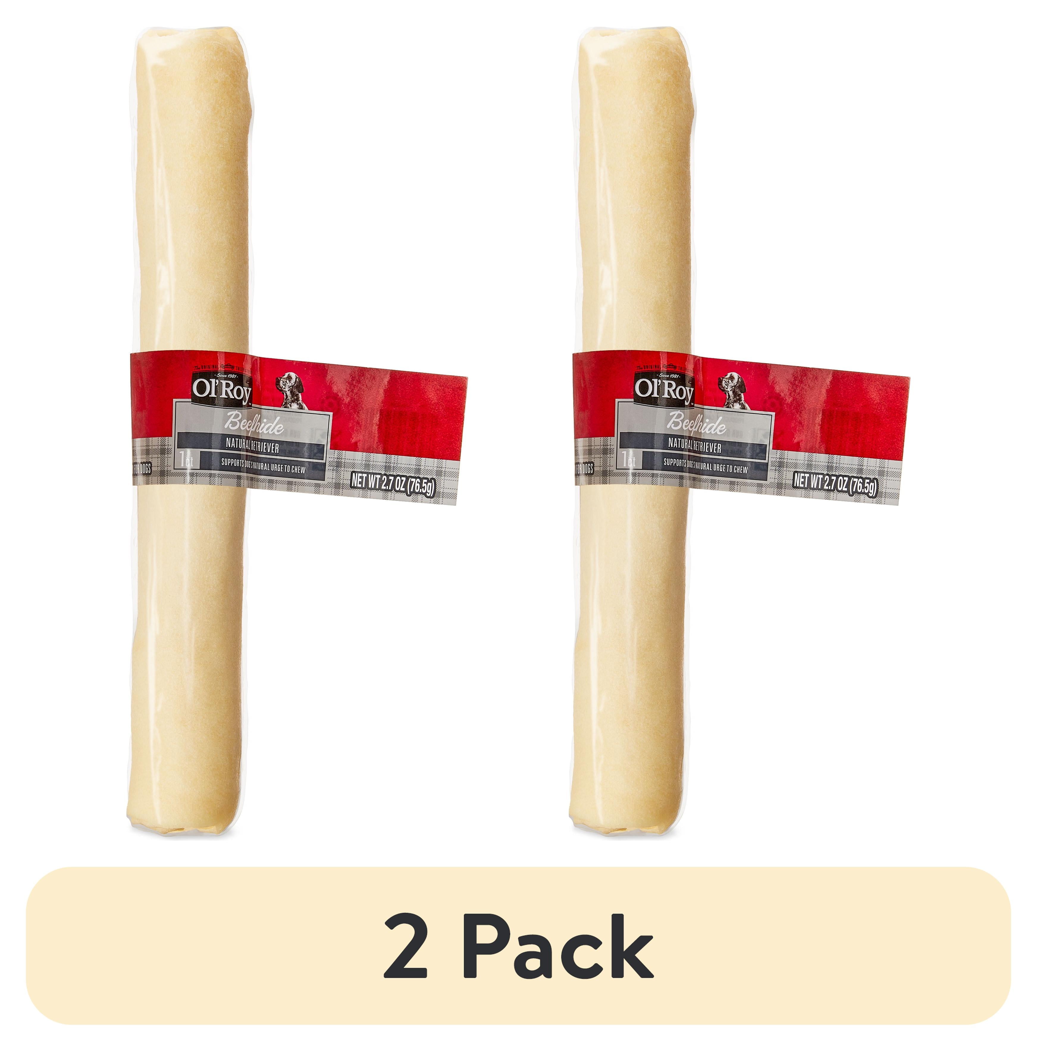 (2 pack) Ol' Roy Rawhide 9" Retriever Beef hide Chew for Dogs, Dry, 2.7 ...