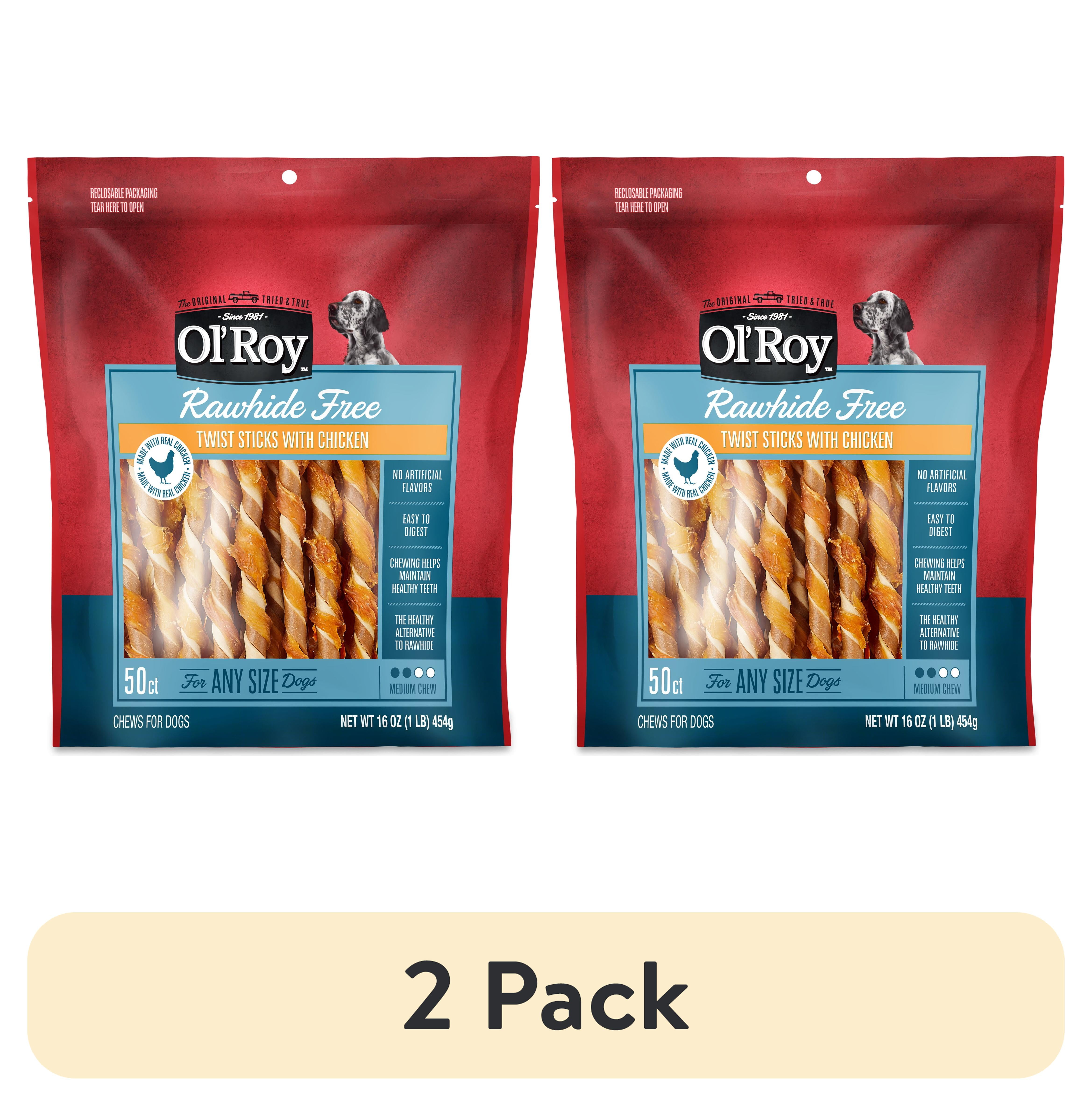 (2 pack) Ol' Roy Rawhide Free Twist Sticks with Chicken Dog Treats ...