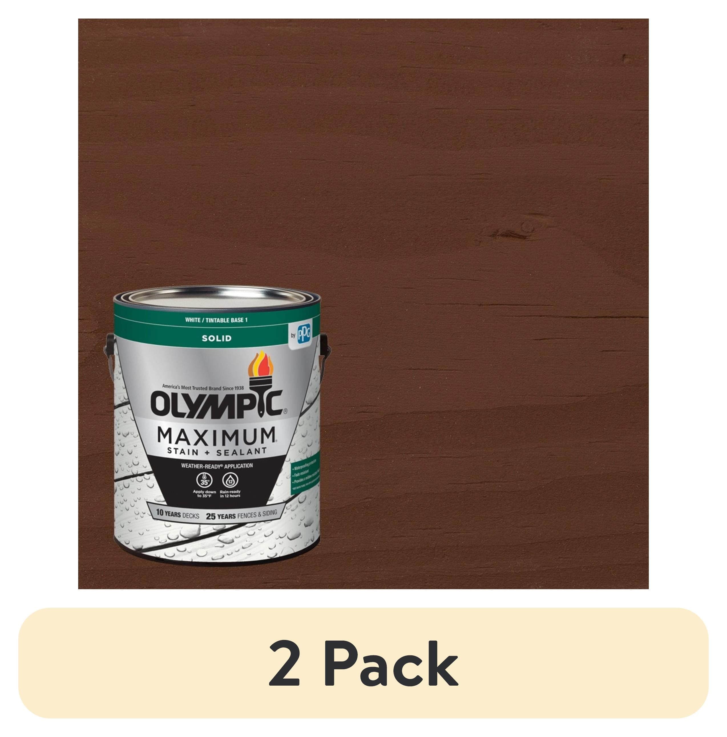 (2 pack) Olympic Maximum 1 Gallon SC-1069 Russet Solid Color Exterior Stain and Sealer in One ...