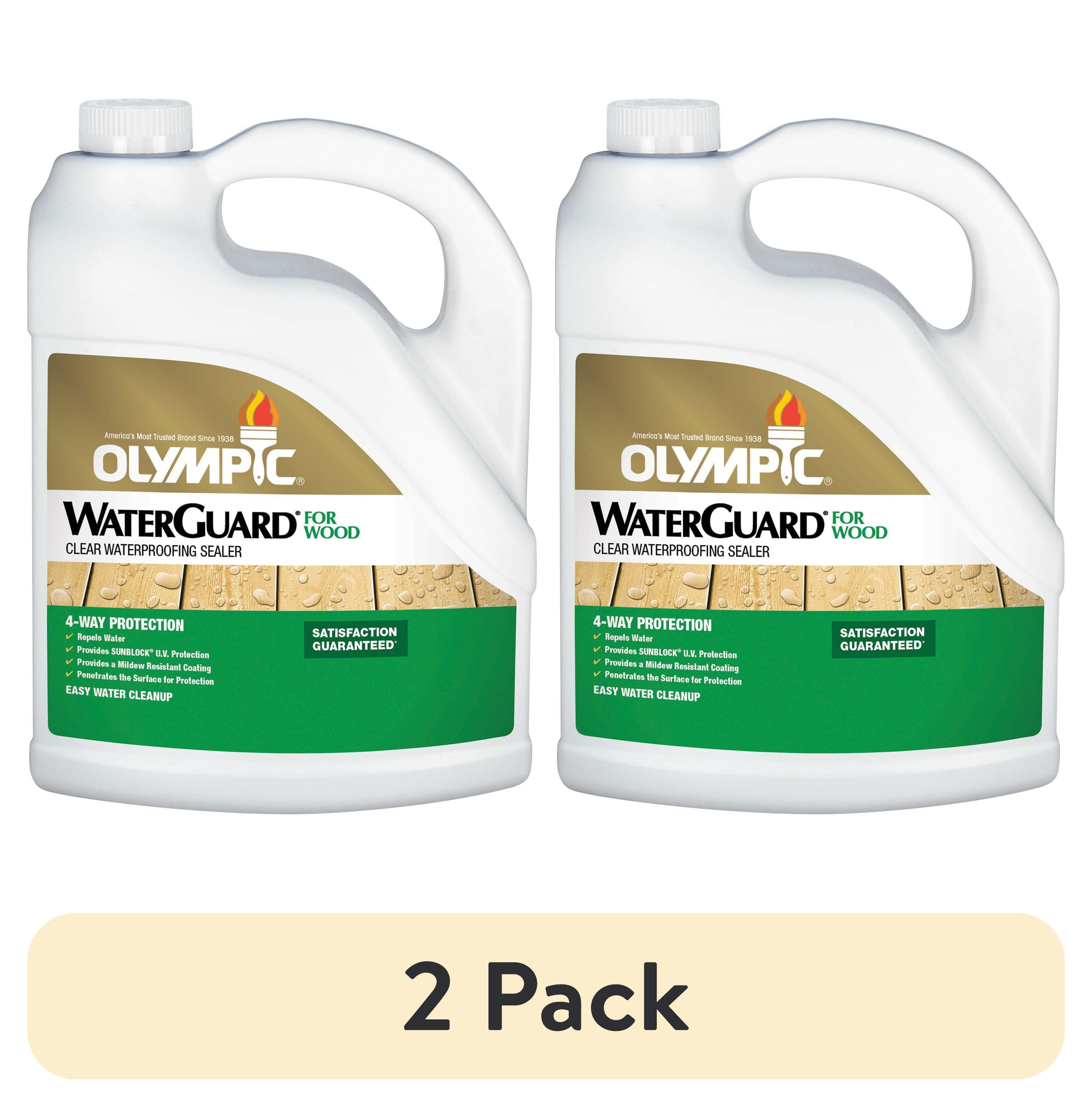 (2 pack) Olympic WaterGuard 1 Gallon Clear Exterior Waterproofing Wood ...