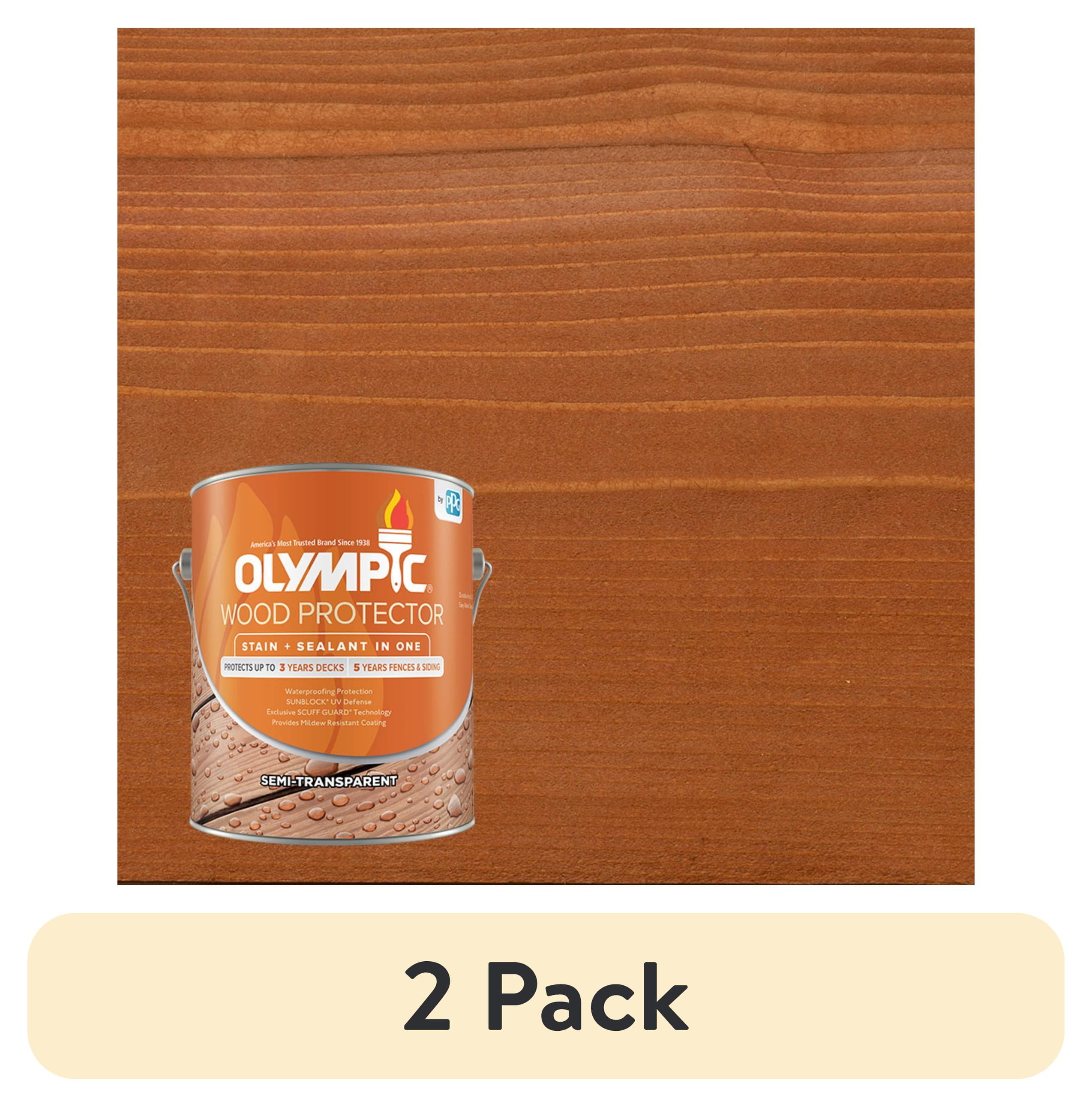 (2 pack) Olympic 1 Gallon Redwood Semi-Transparent Exterior Wood Stain ...