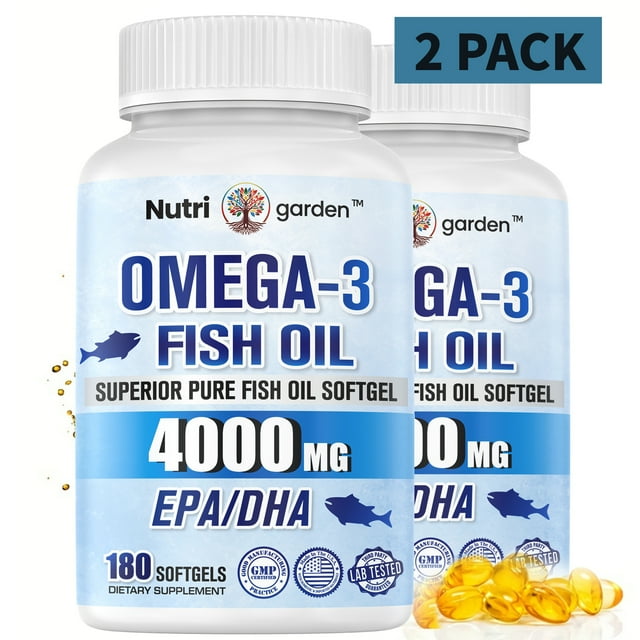 (2 pack) Omega-3 Fish Oil Supplement (360 softgels) Heart Health ...