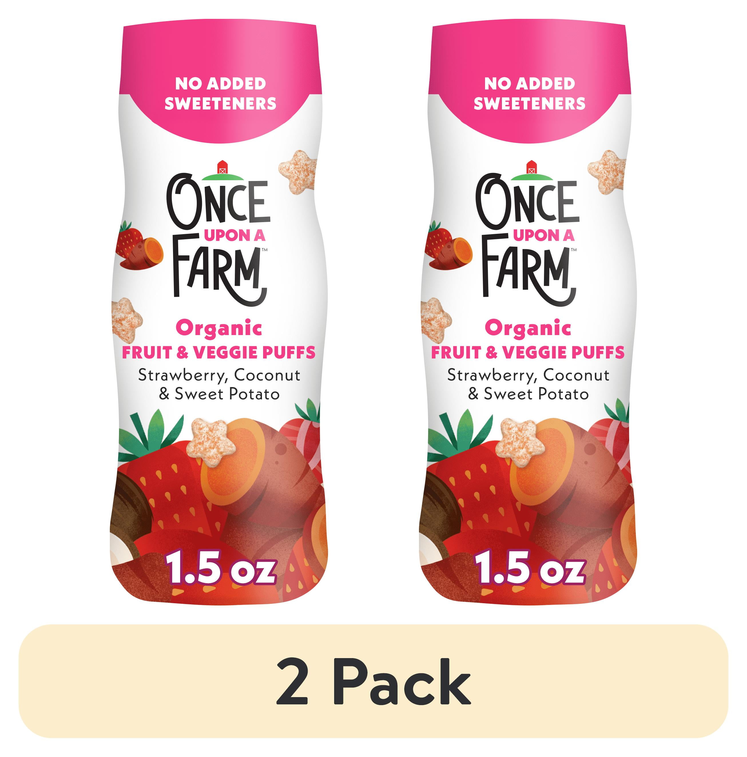 (2 pack) Once Upon a Farm Organic Baby Puffs, Strawberry, Sweet Potato ...