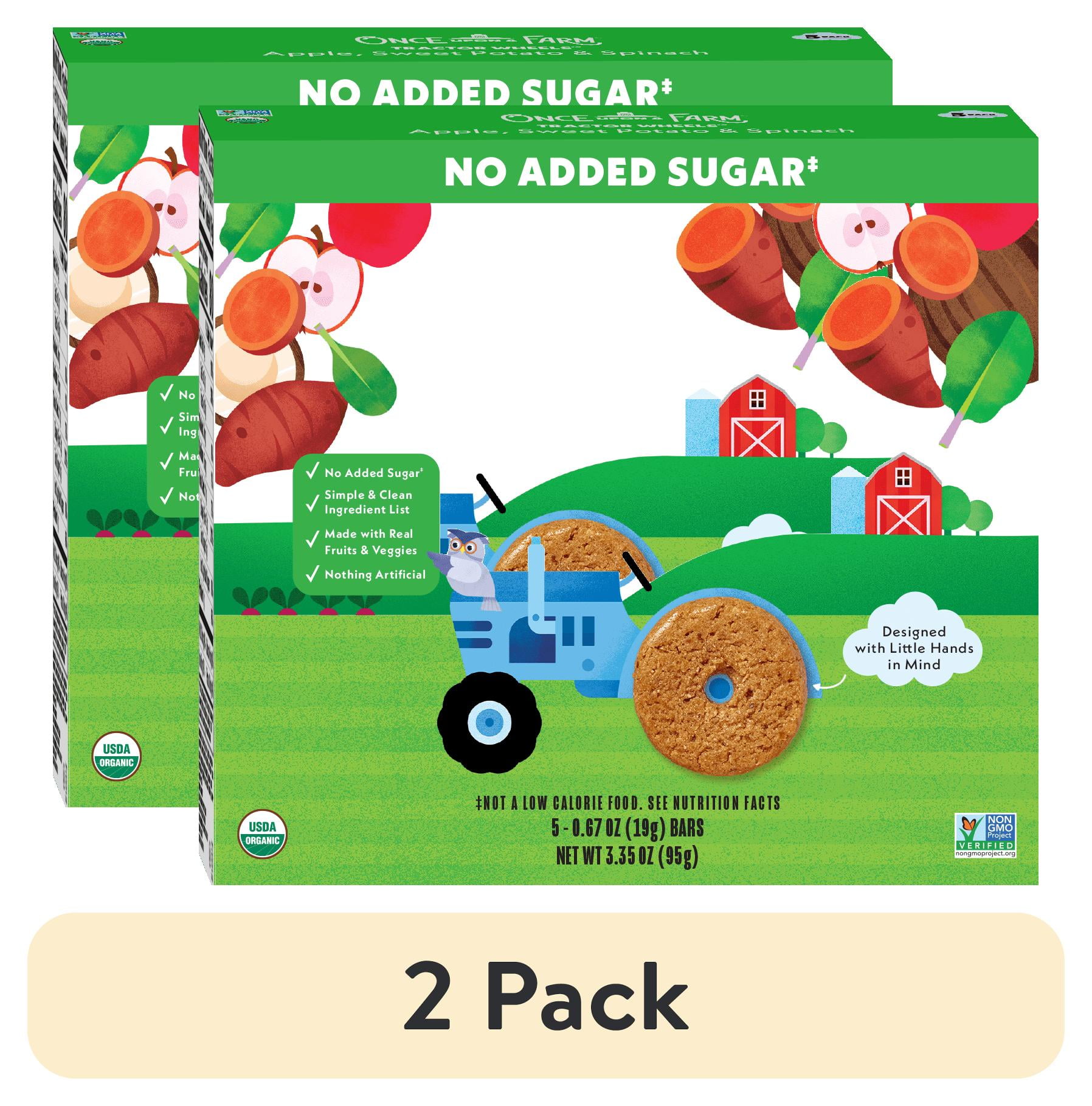 (2 pack) Once Upon a Farm Organic Tractor Wheels Toddler Bar, Apple ...