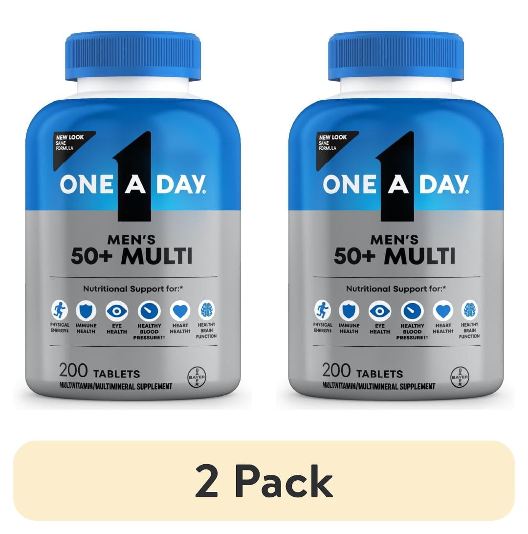 (2 pack) One A Day Men's 50+ Multivitamin Tablets, Multivitamins for ...