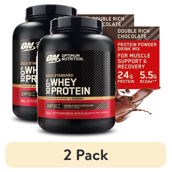 (2 pack) Optimum Nutrition Gold Standard 100% Whey Protein Powder ...
