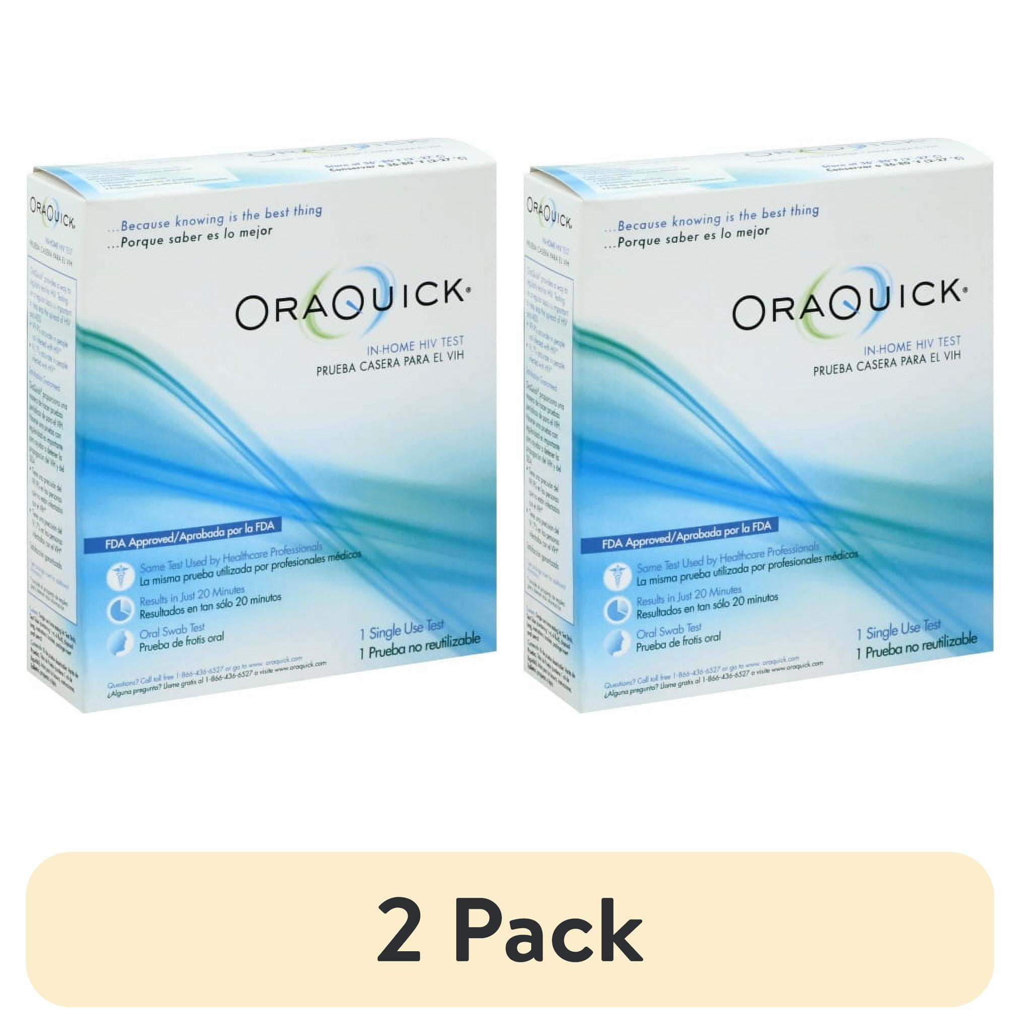 (2 pack) OraQuick At-Home Rapid HIV Self-Test, 1 Single Use Saliva Test ...