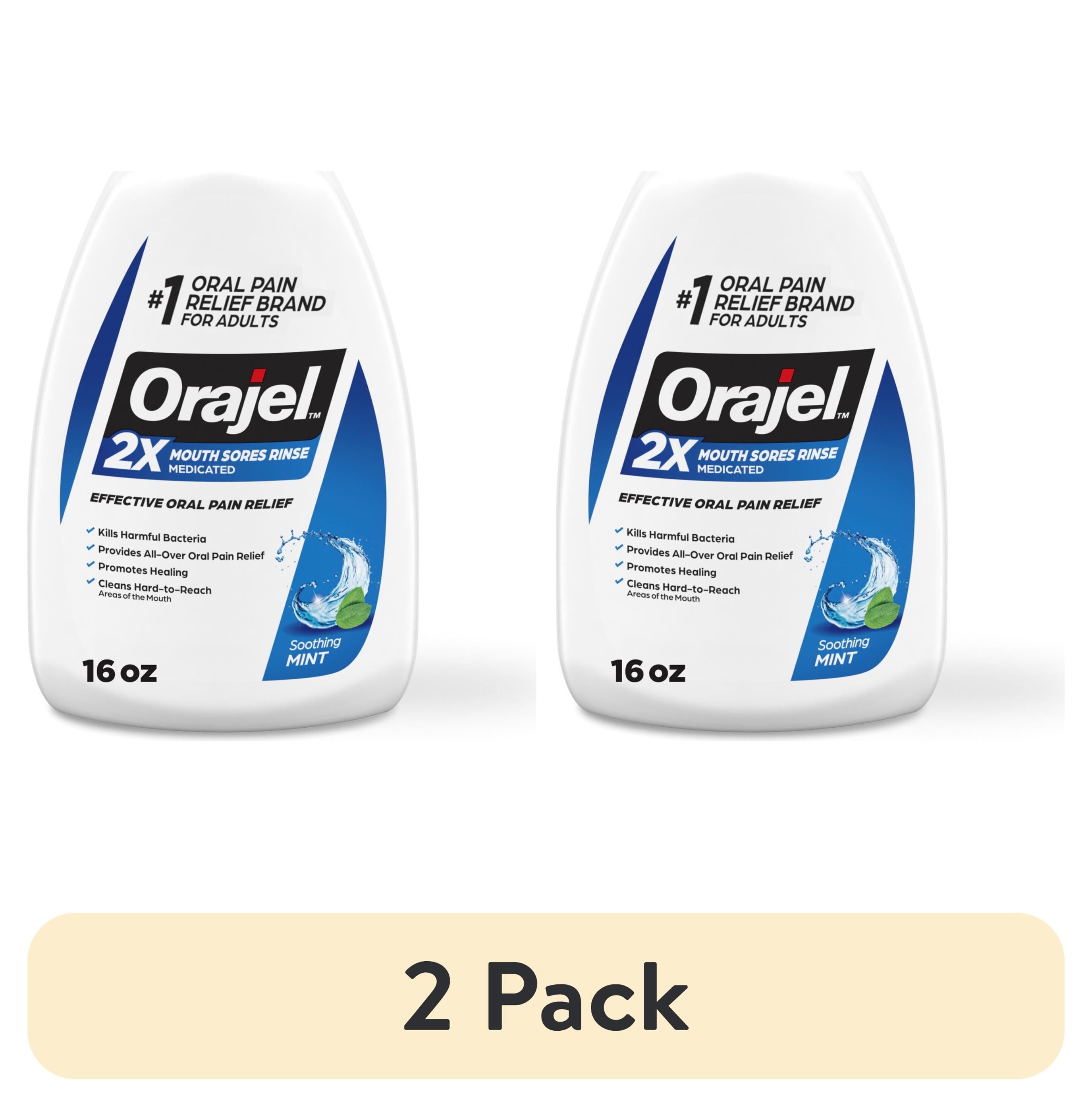 (2 pack) Orajel Antiseptic Mouth Sore Rinse for Canker Sores & Gum ...