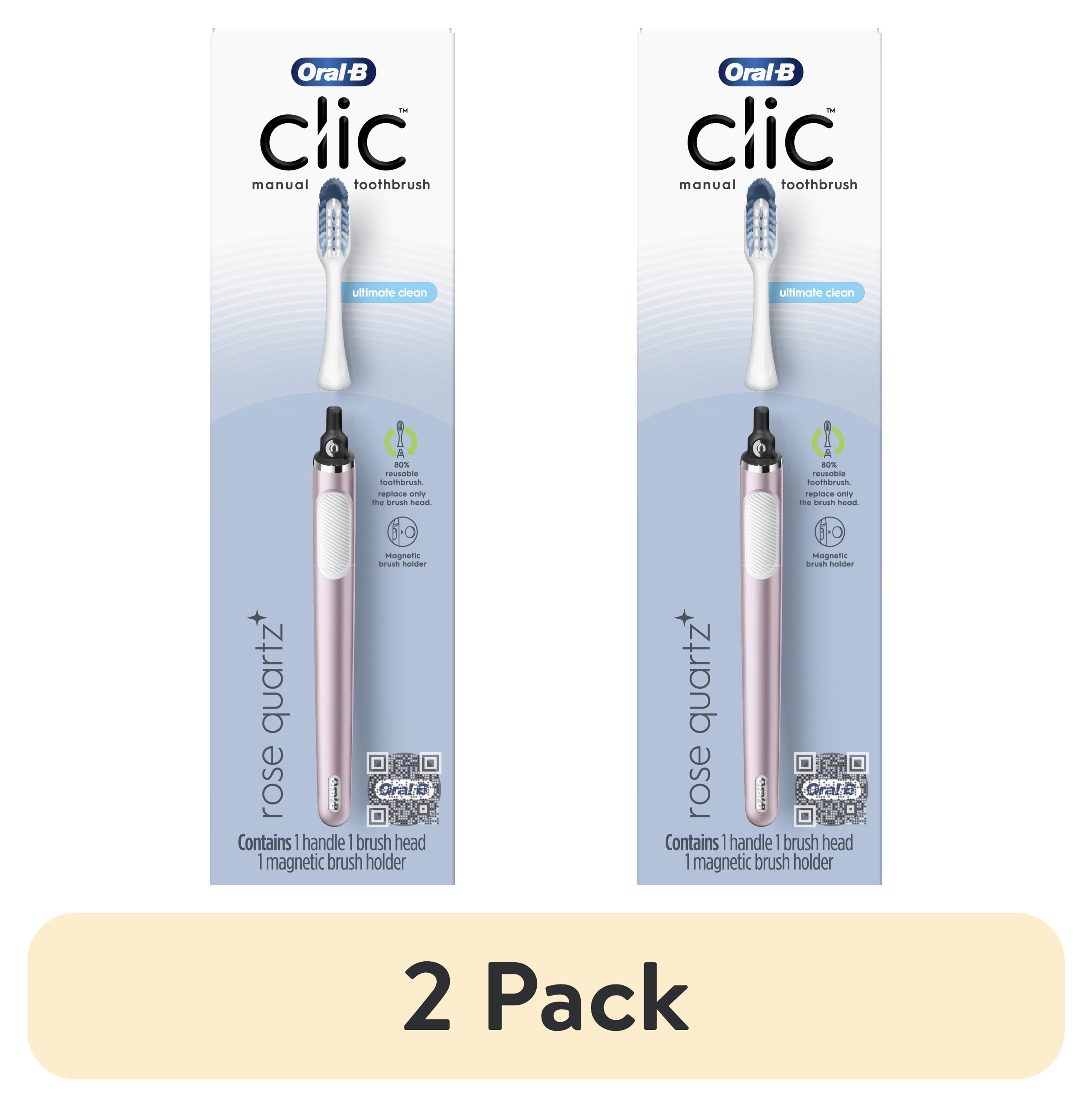 (2 pack) Oral-B Clic Starter Kit Metallic Rose Toothbrush Handle with ...
