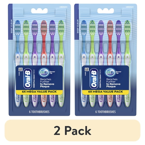 (2 pack) Oral-B Toothbrush Pack, Essential Clean Manual Toothbrushes ...