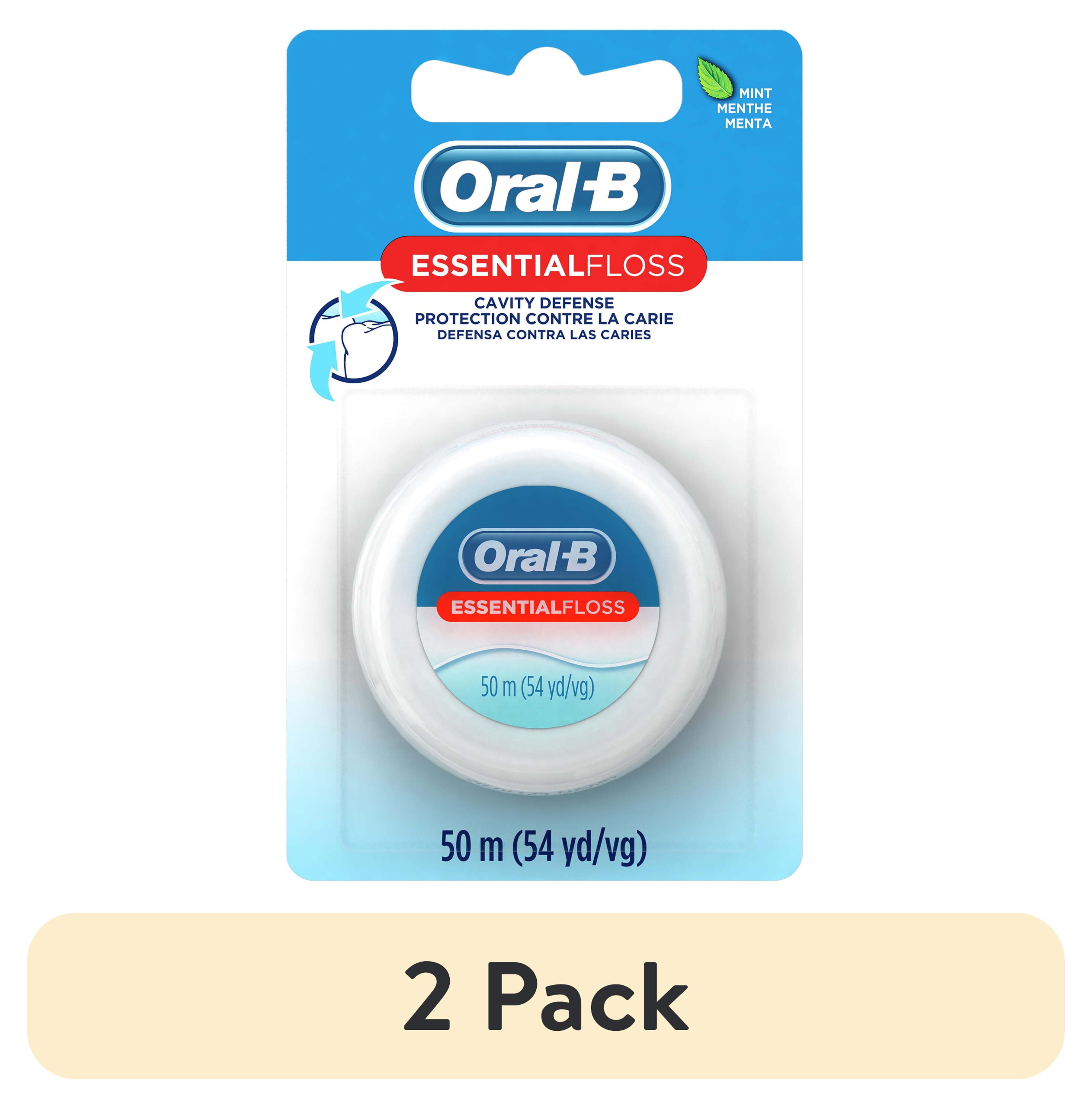 (2 pack) Oral-B Essential Floss Mint Waxed Dental Floss, Cavity Defense ...