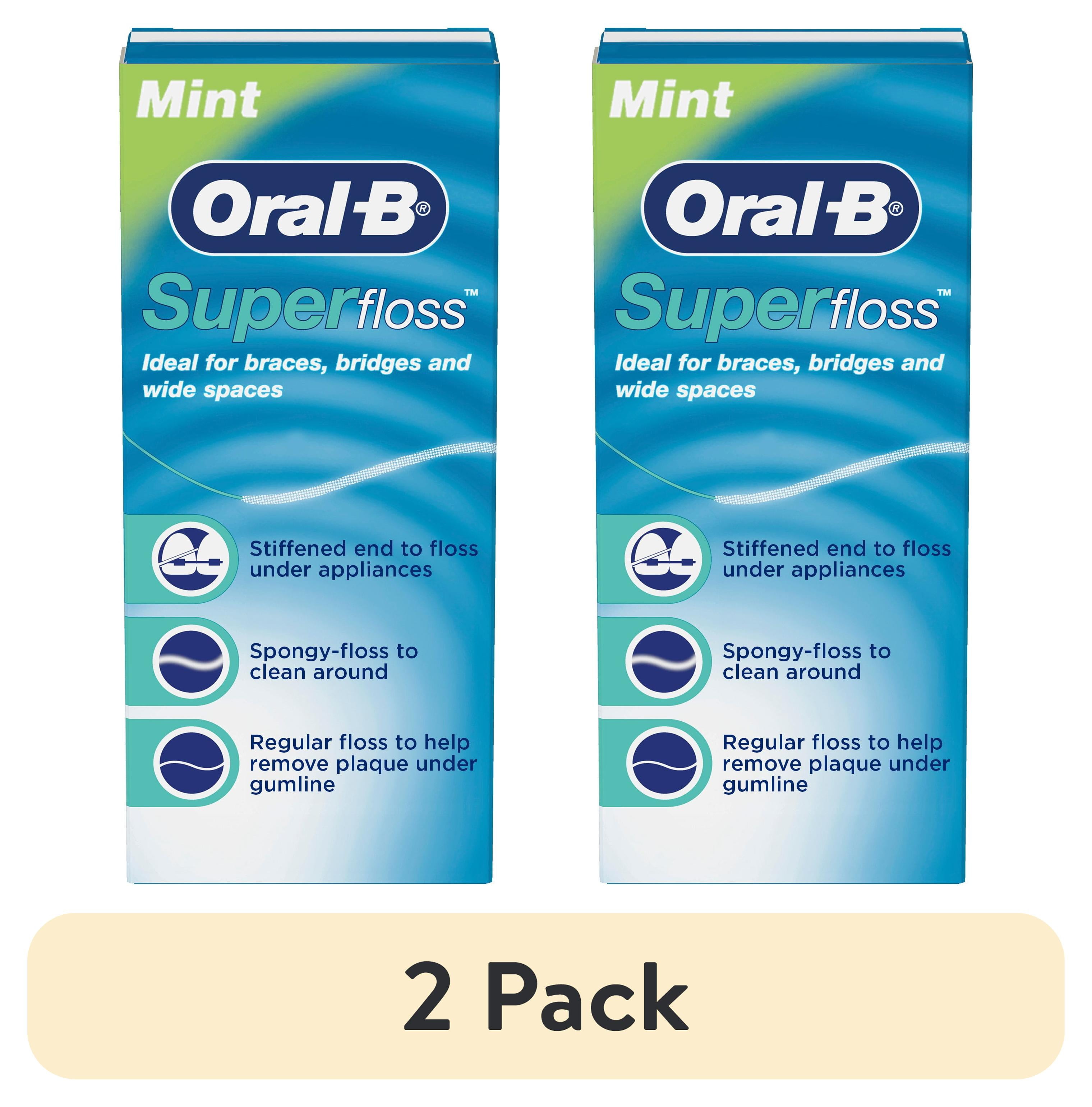 (2 pack) Oral-B Super Floss Pre-Cut Strands Dental Floss, Mint, 50 ...